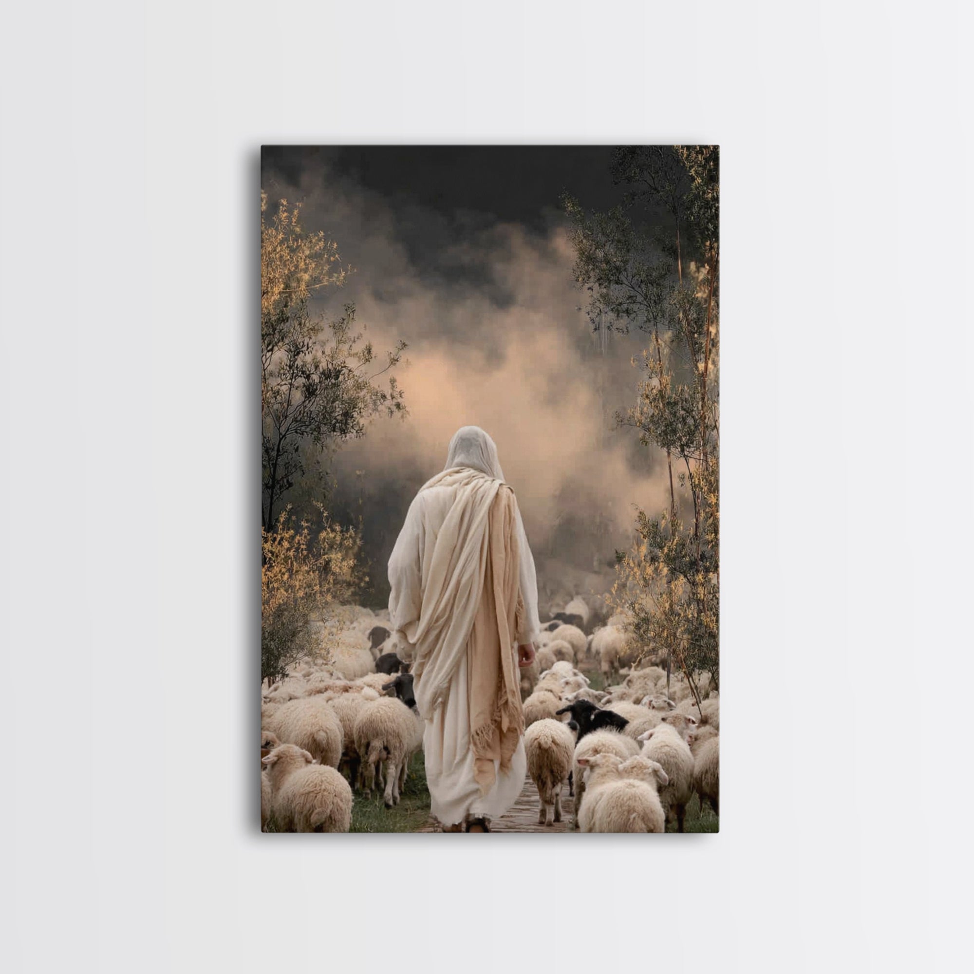 Guiding Shepherd Path – Framed Canvas Print – Jesus Painting – Christi ...