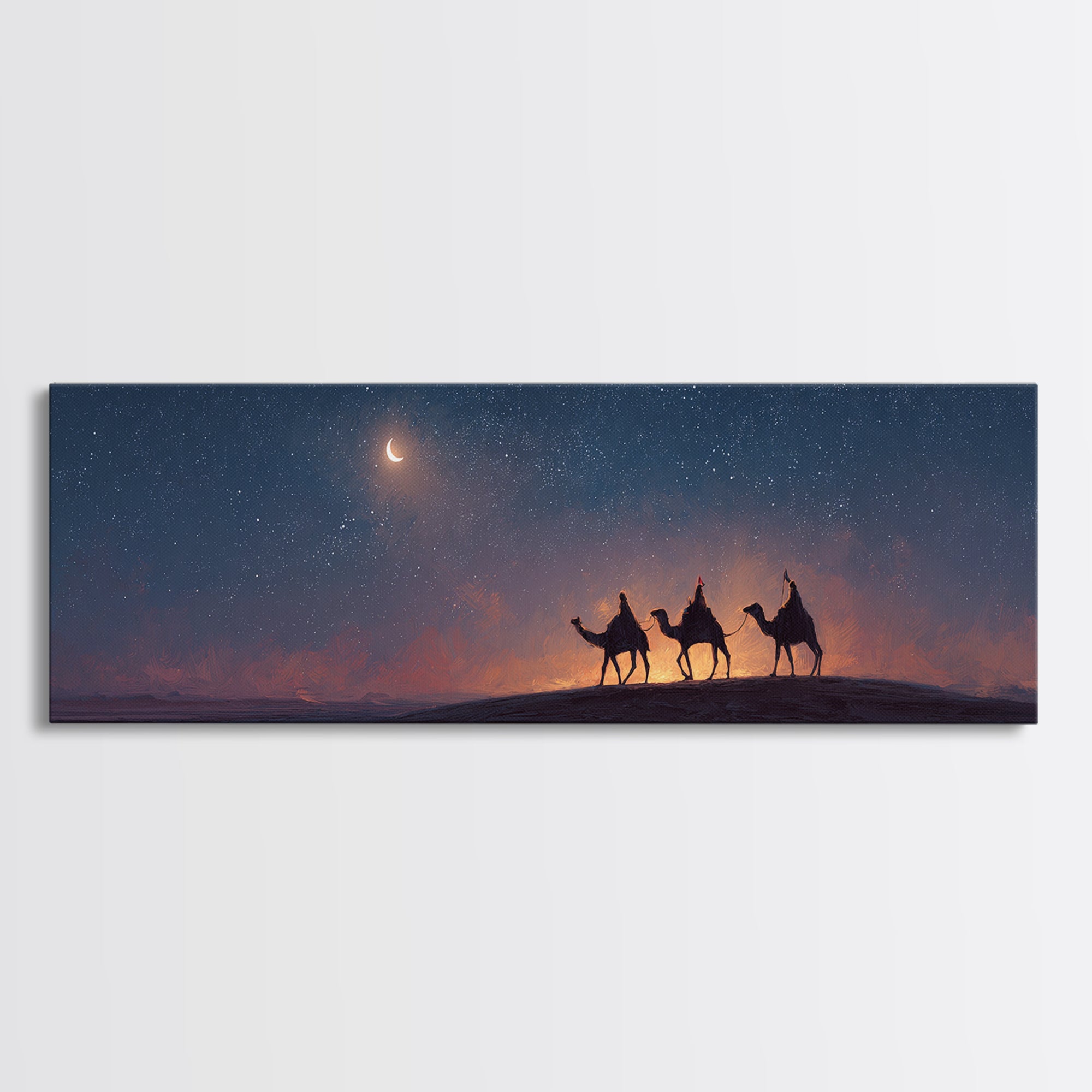 Moonlit Pilgrims – Framed Canvas Print – Extra Wide Art – Christian Wa ...