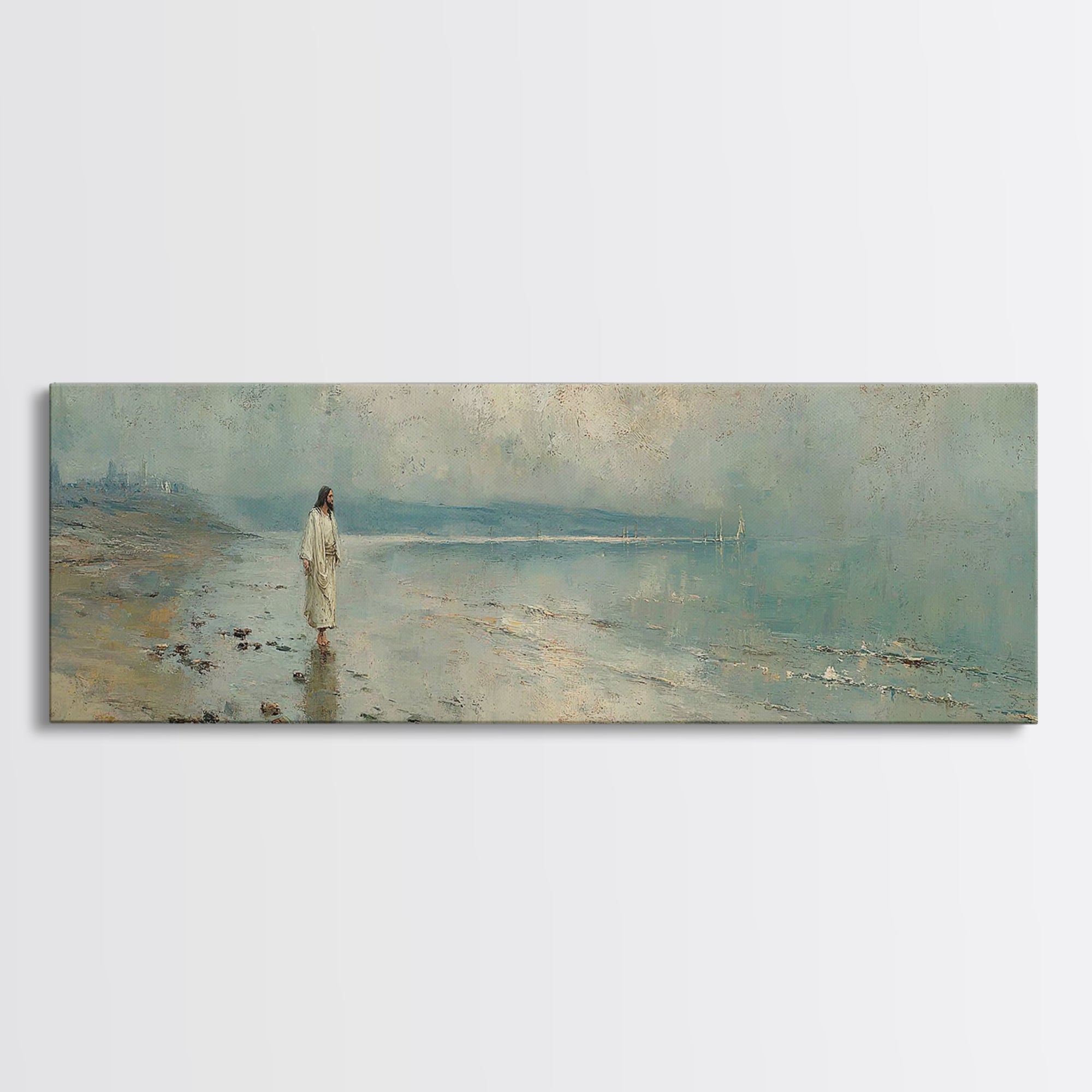 Shoreline Of Mercy, Framed Canvas Print, Christian Wall Art, Jesus Pai ...