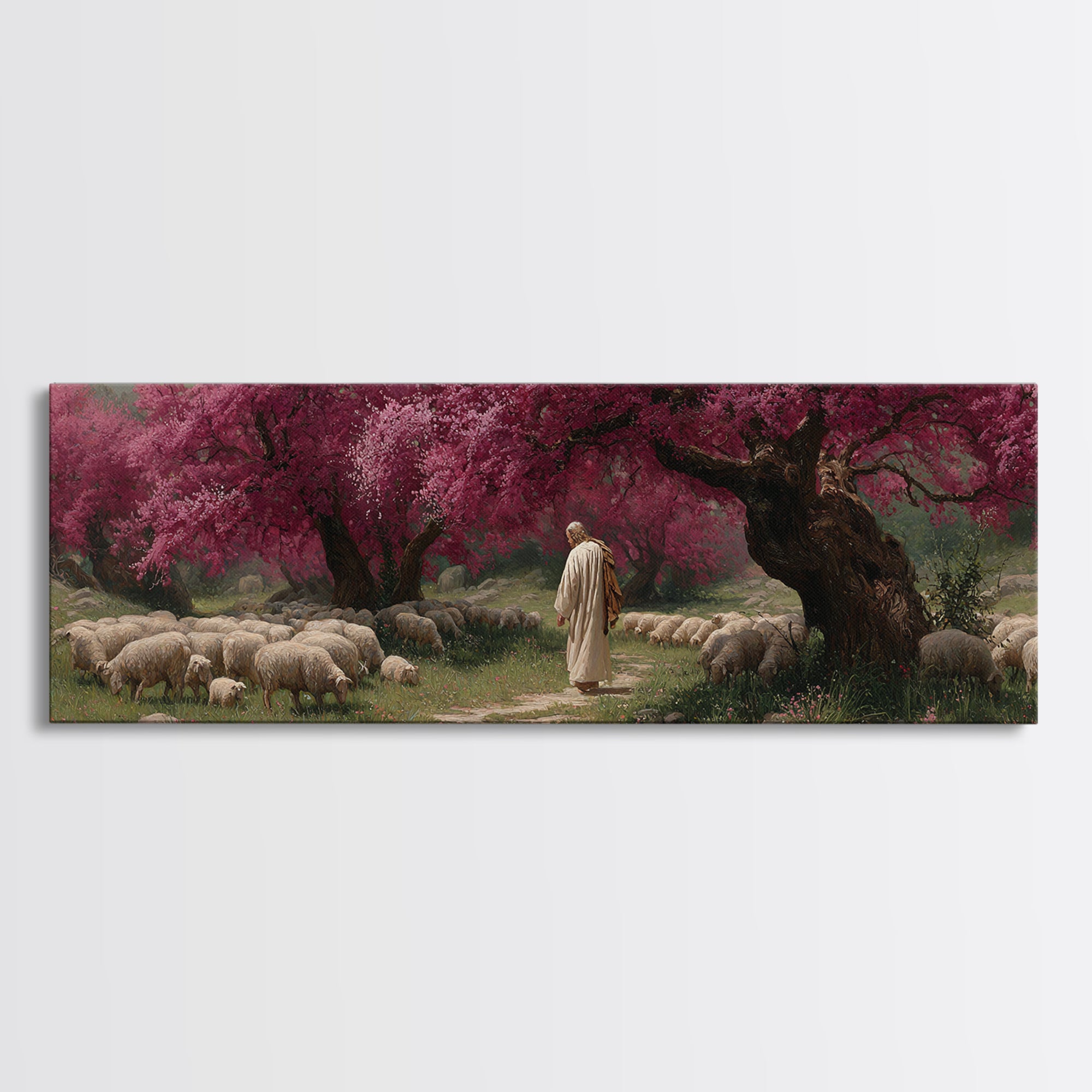 Crimson Shepherd Path – Framed Canvas Print – Panoramic Frame – Jesus ...