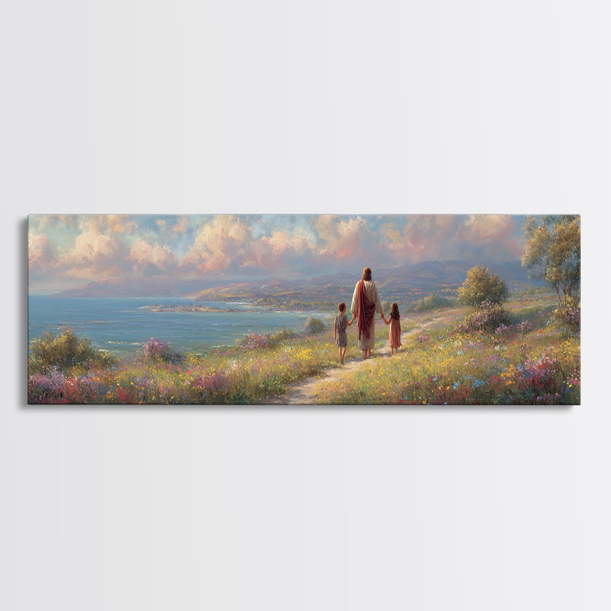 Guided By Grace, Framed Canvas Print, Panoramic Art, Jesus Painting Ca ...