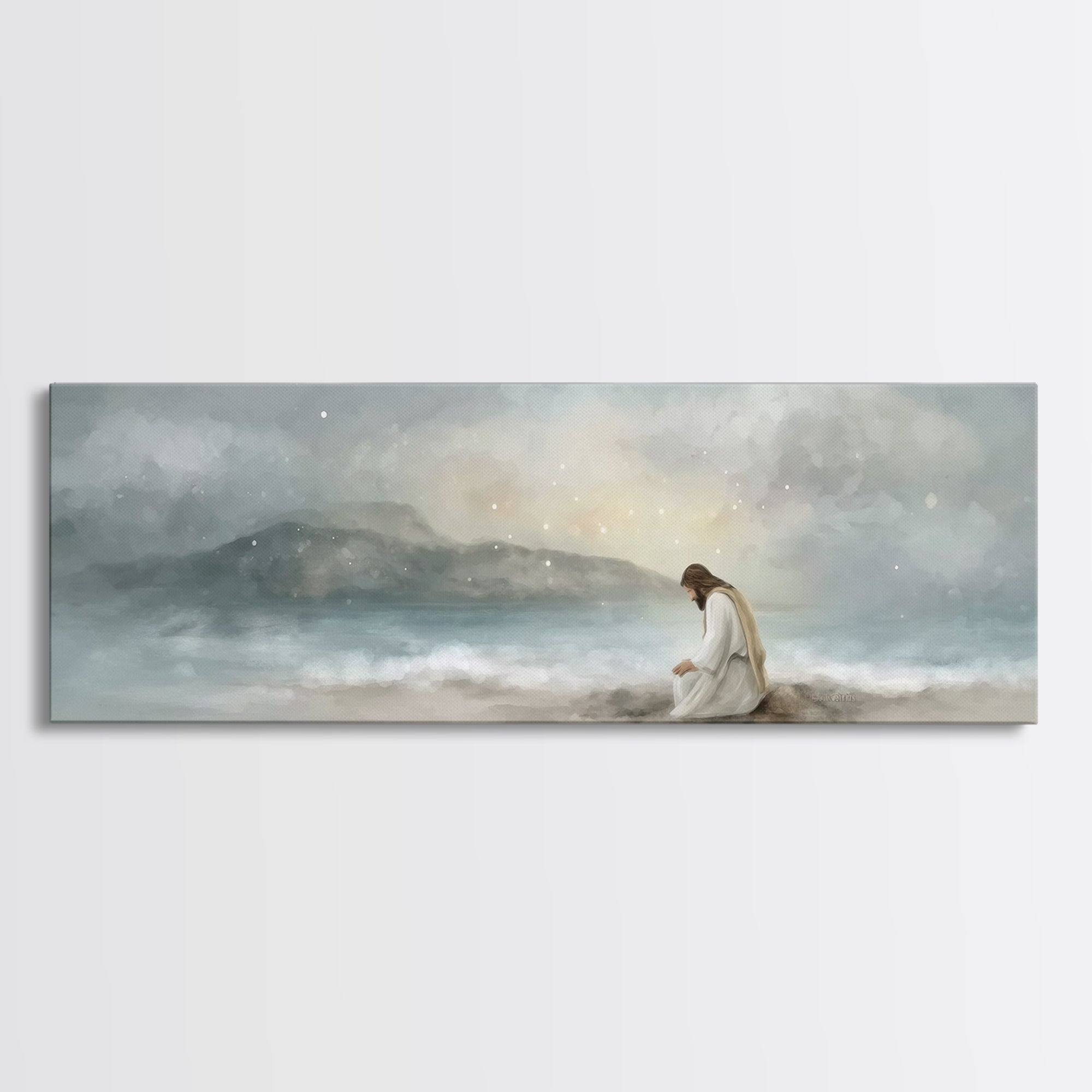 Shoreline Reverence - Framed Canvas Print - Christian Wall Art - Jesus ...