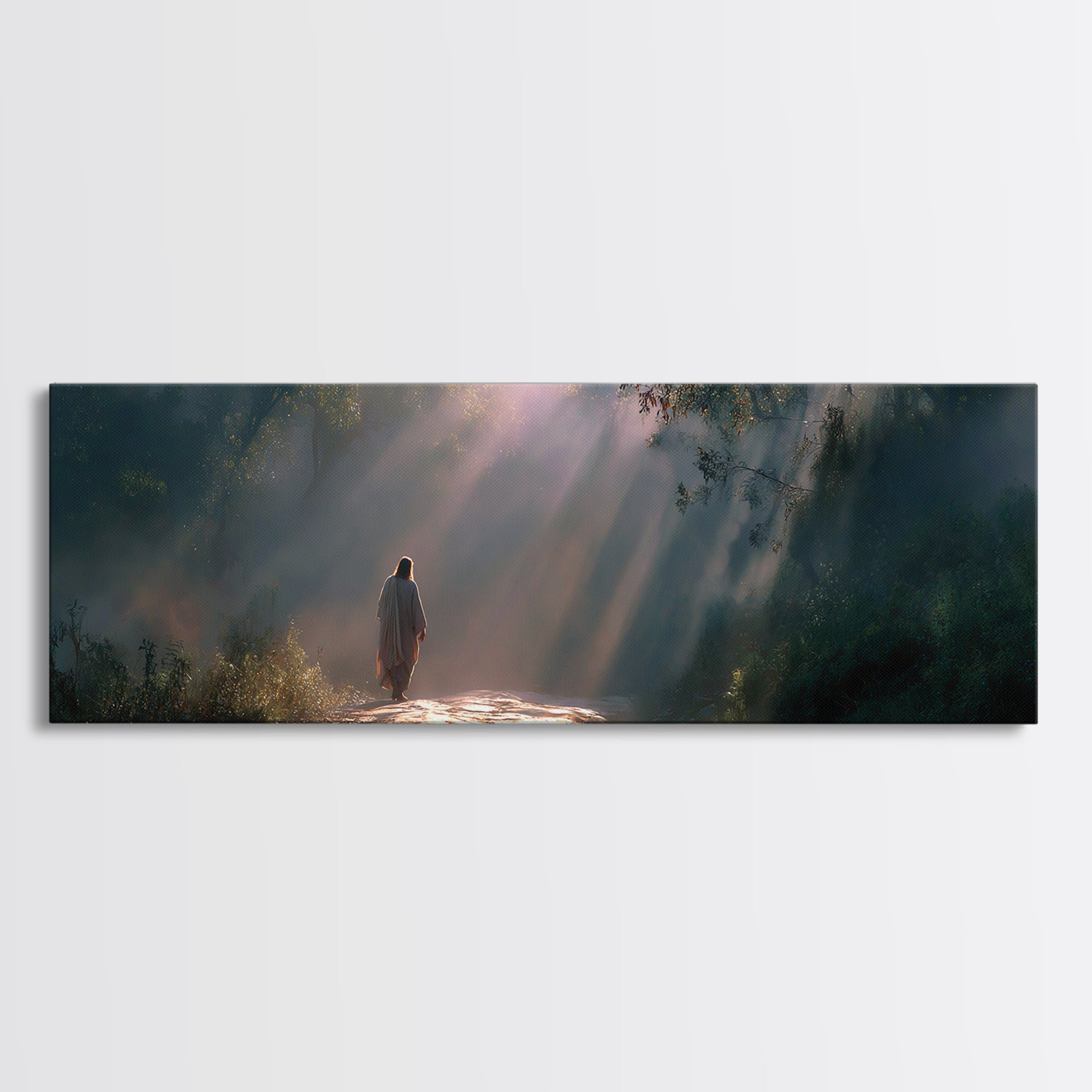 Path Of Light – Framed Canvas Print – Panoramic Art – Jesus Painting ...