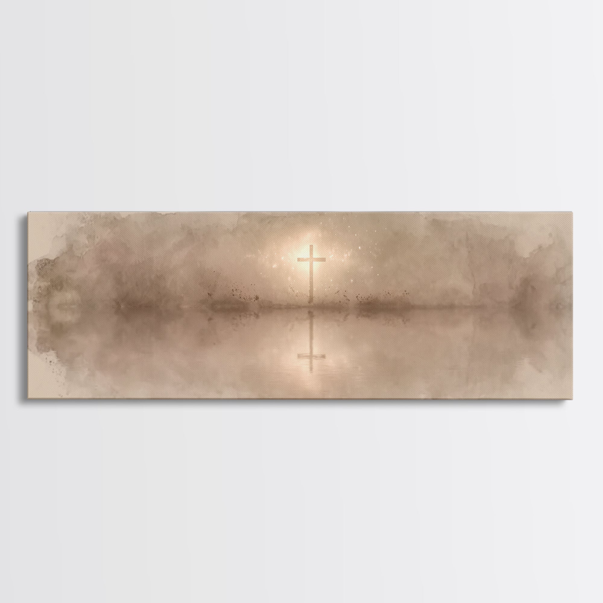Shoreline Of Grace, Framed Canvas Print, Panoramic Art, Christian Wall ...