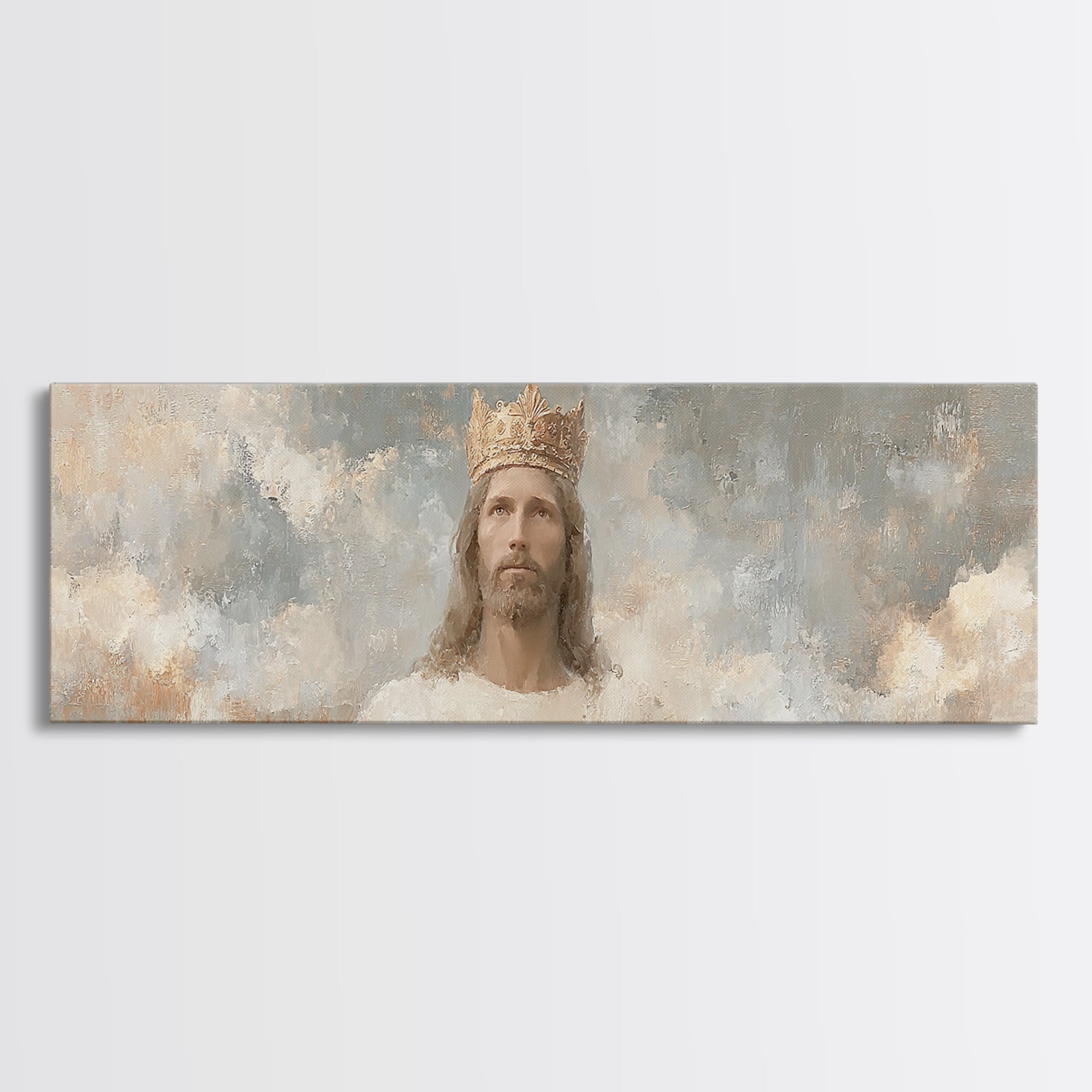 Radiant Crown Light, Framed Canvas Print, Panoramic Painting, Christia ...