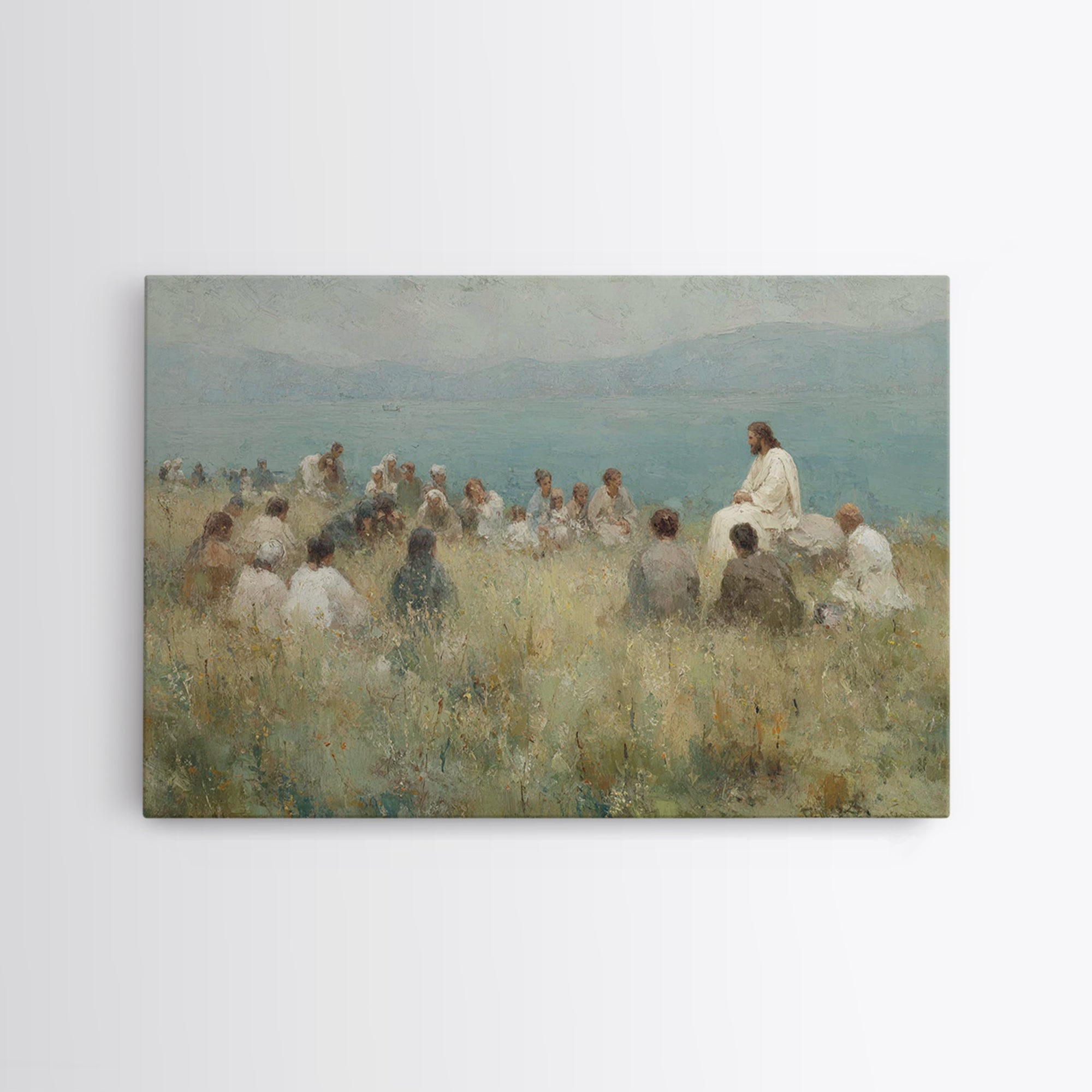 Shoreline Teaching – Framed Canvas Print – Christian Art – Jesus Paint ...