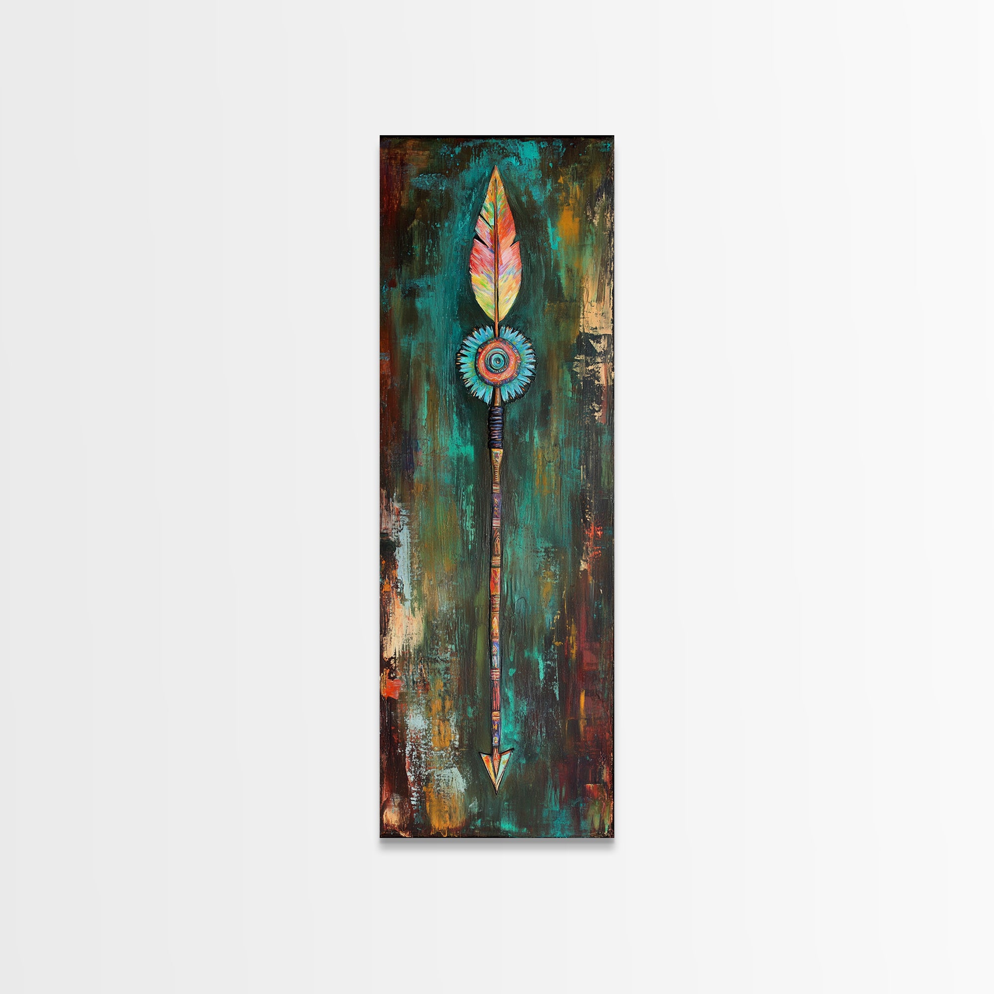Tribal Arrow Art Canvas Print Southwest Wall Art Boho Decor Tall Narro ...