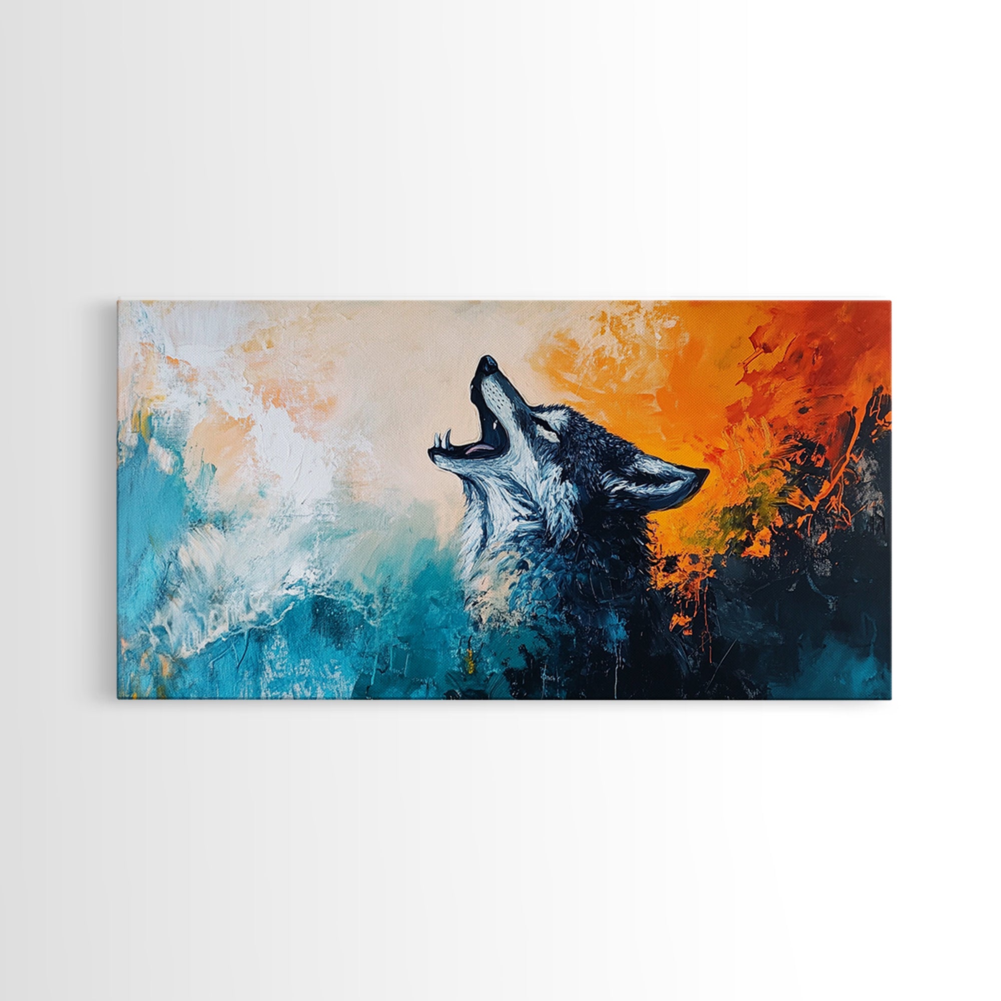 Howling Wolf Art, Framed Canvas Print, Southwest Wall Art, Moody Art ...