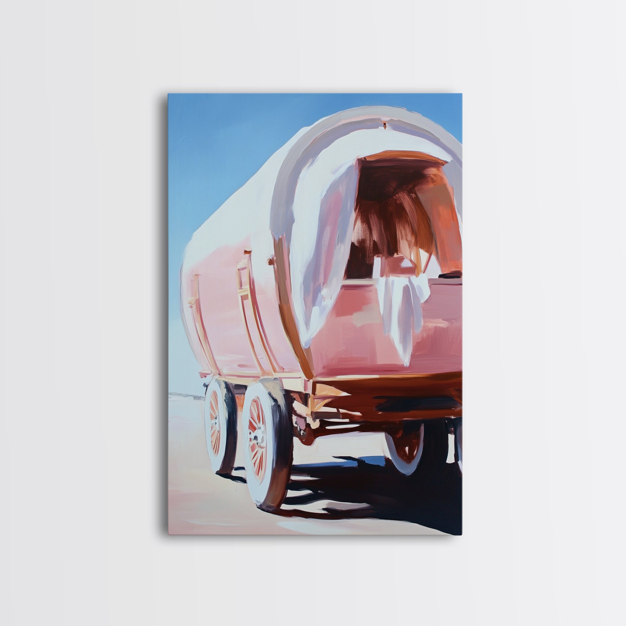 Prairie Wagon, Minimalist Painting, Soft Color Art, Canvas Print, Sout ...