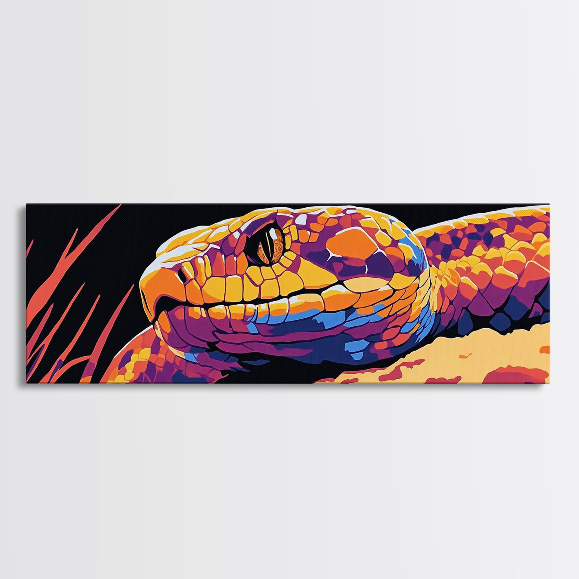 Pop Art Snake, colorful reptile painting, chicano art, pop art wall de ...