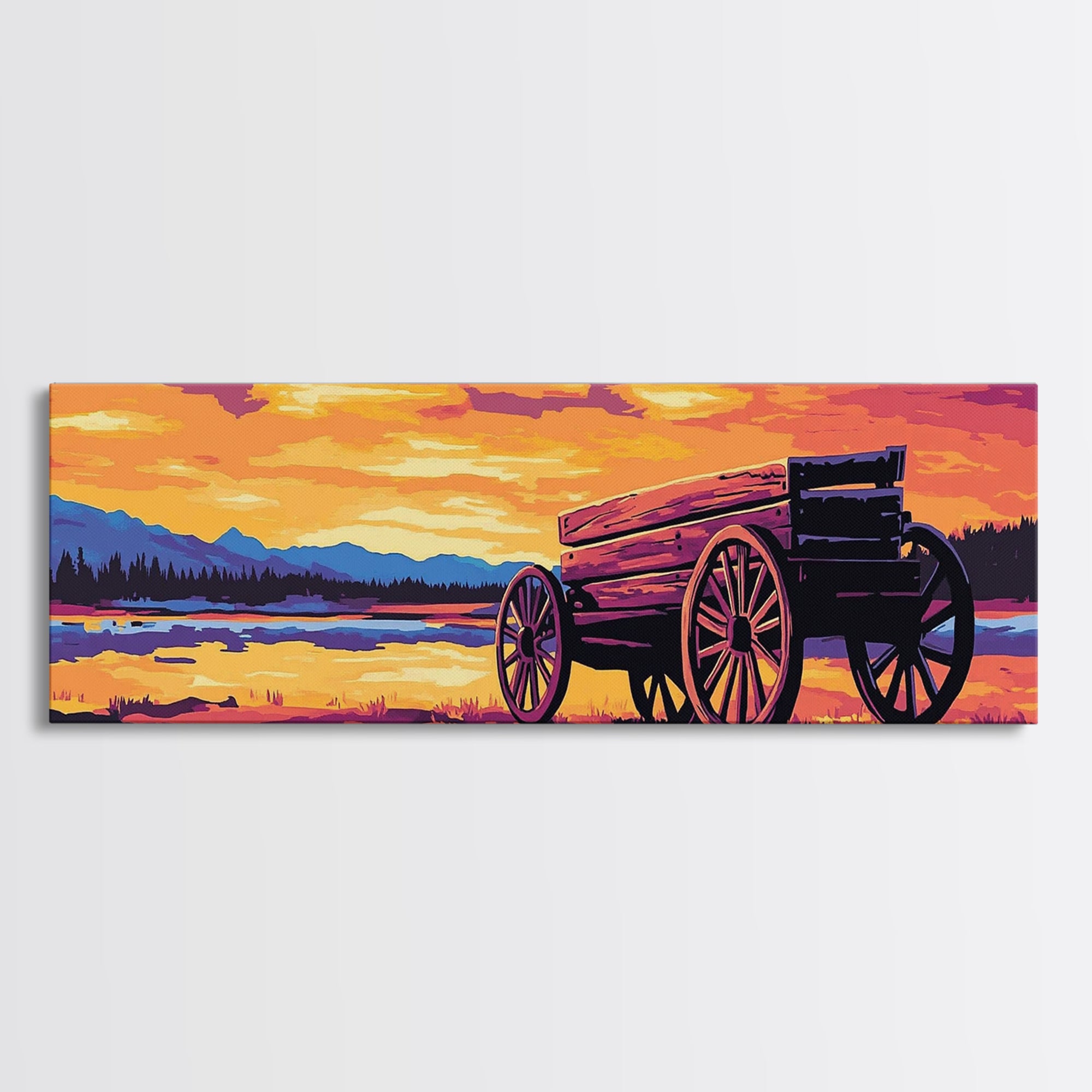 Sunset Wagon Painting, southwest wall art, boho art, Joshua tree art ...