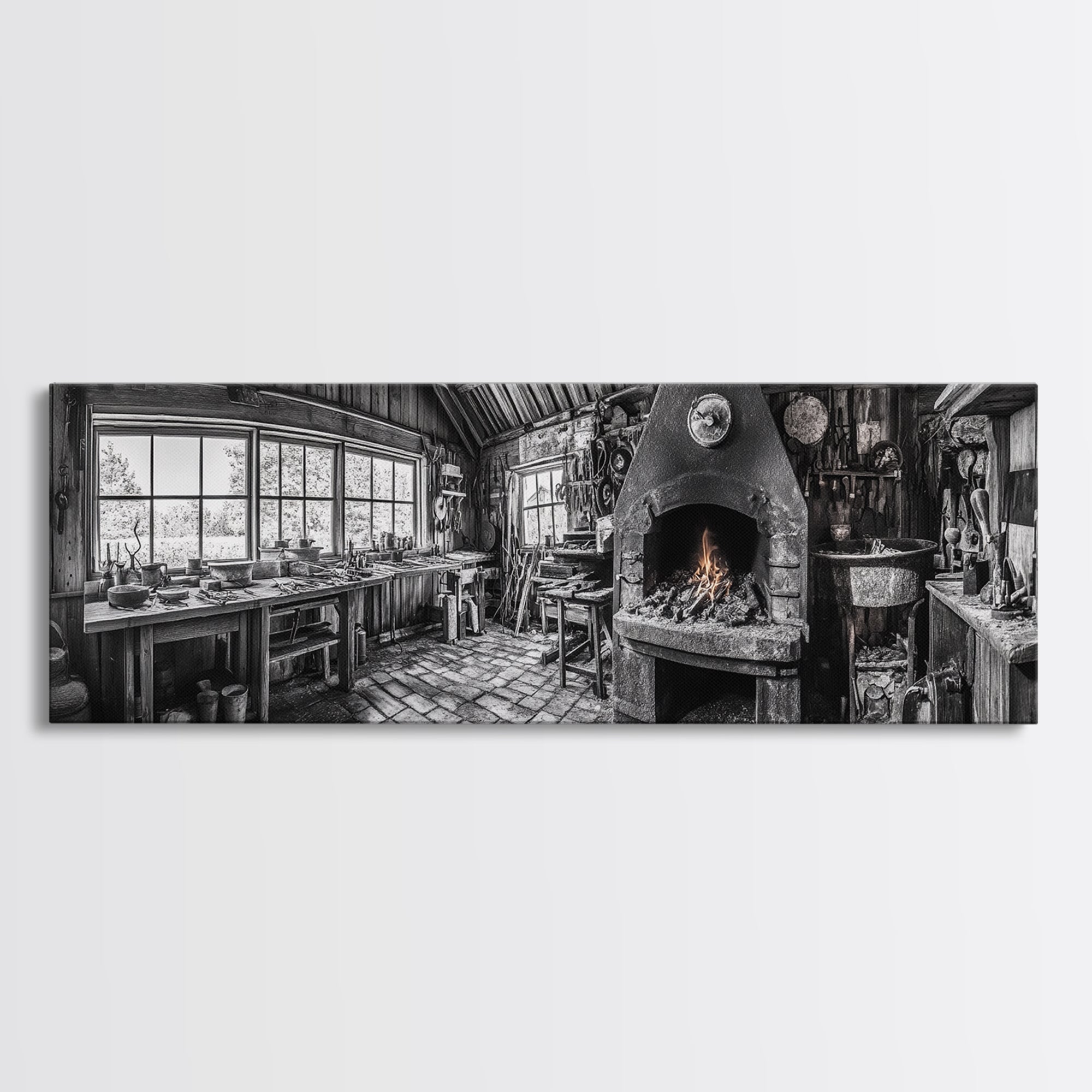 Vintage Blacksmith, Rustic Decor, Framed Canvas Print, Farmhouse Art ...