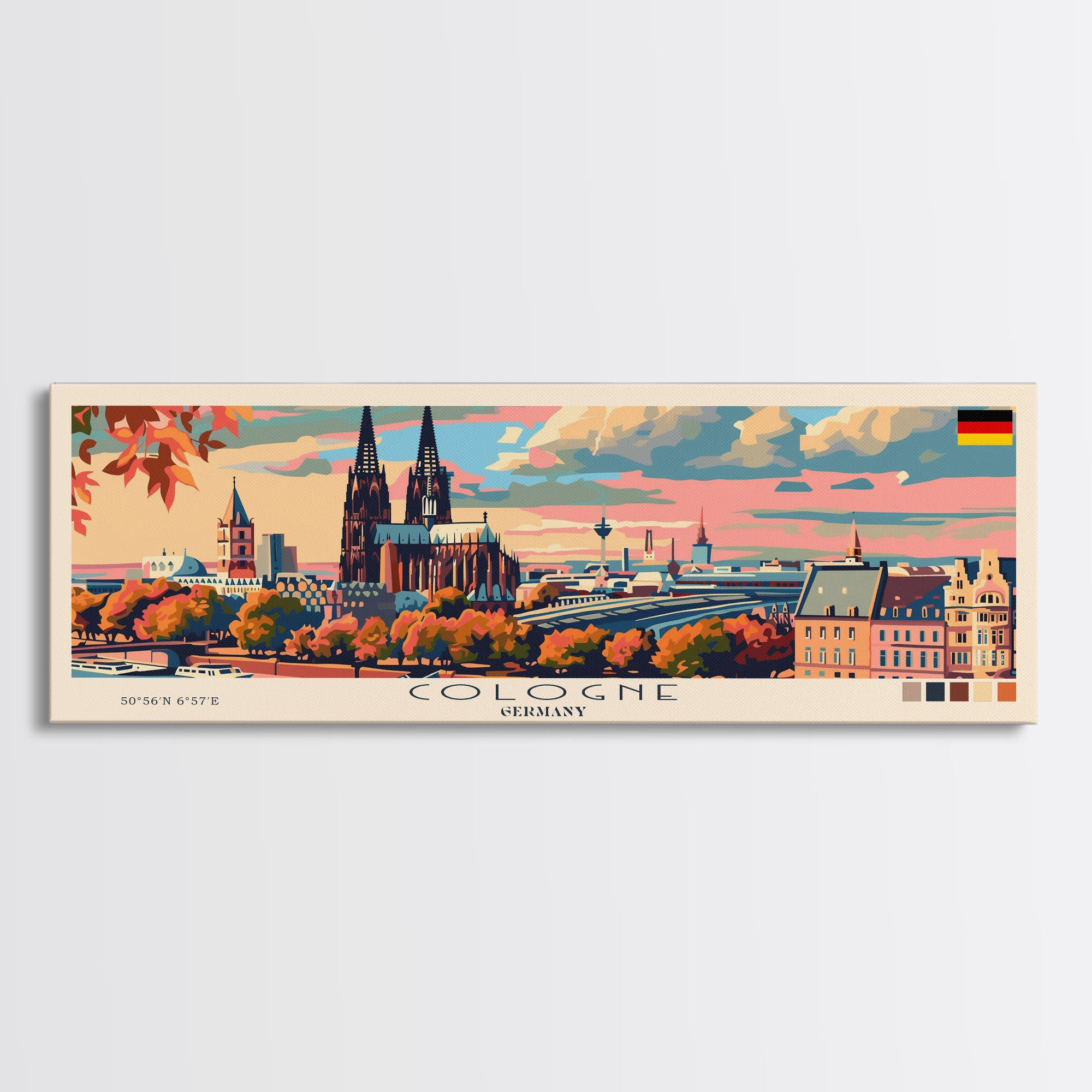 Cologne Germany Panoramic Travel Poster, Framed Canvas Print or Metal ...