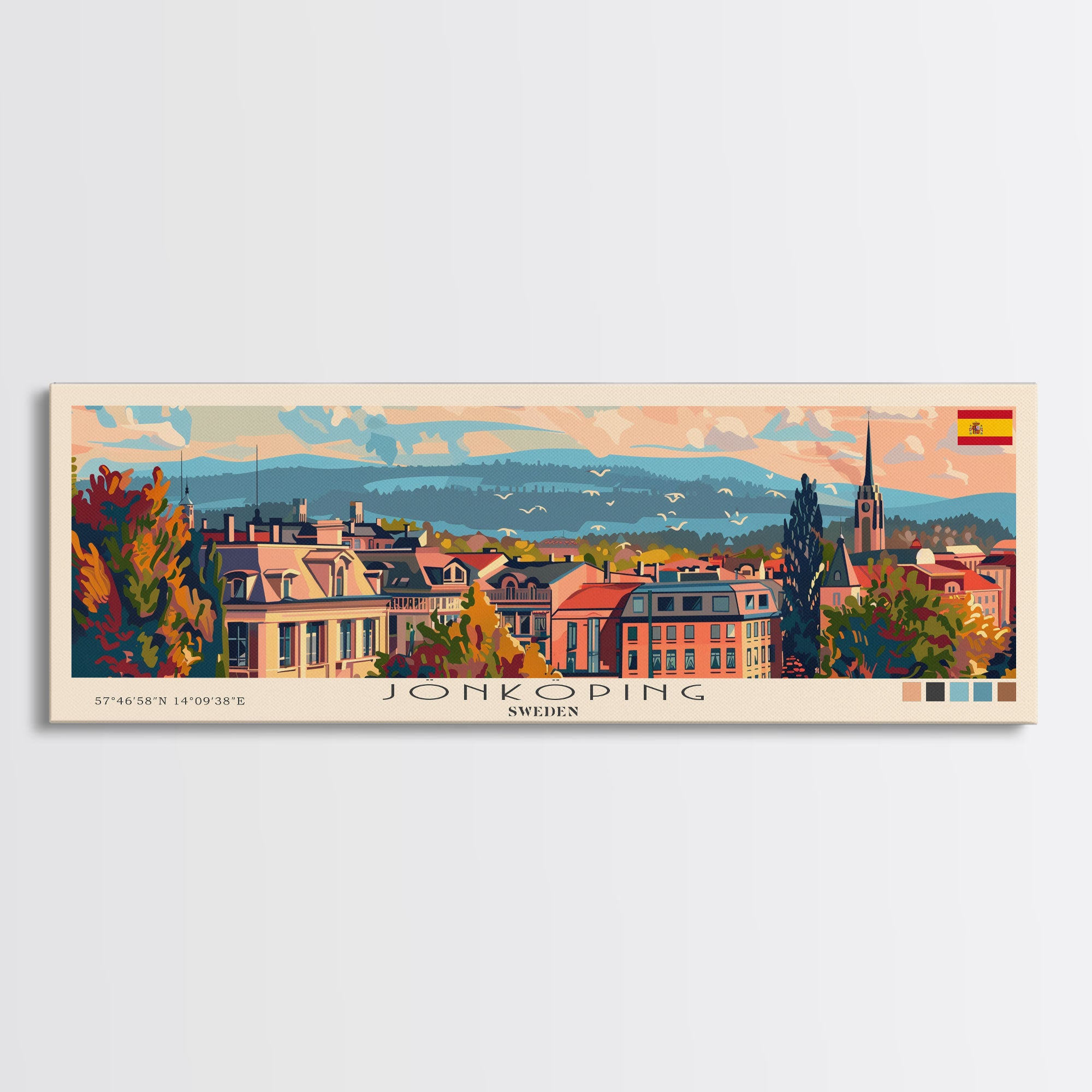 Jonkoping Sweden Travel Print Wall Art, Panoramic City Art, Travel Art ...
