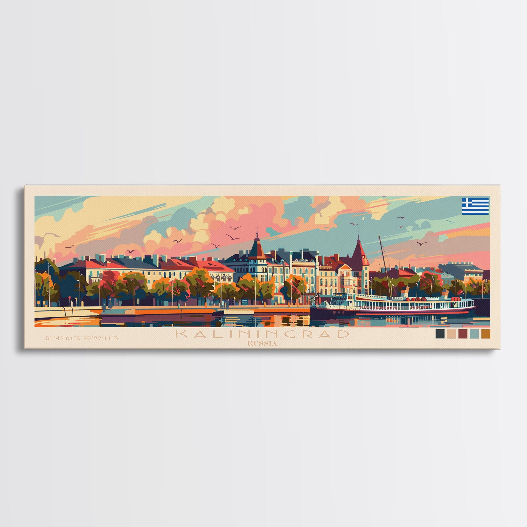 Kaliningrad Russia Travel Print Wall Art, Panoramic City Art, Travel A ...