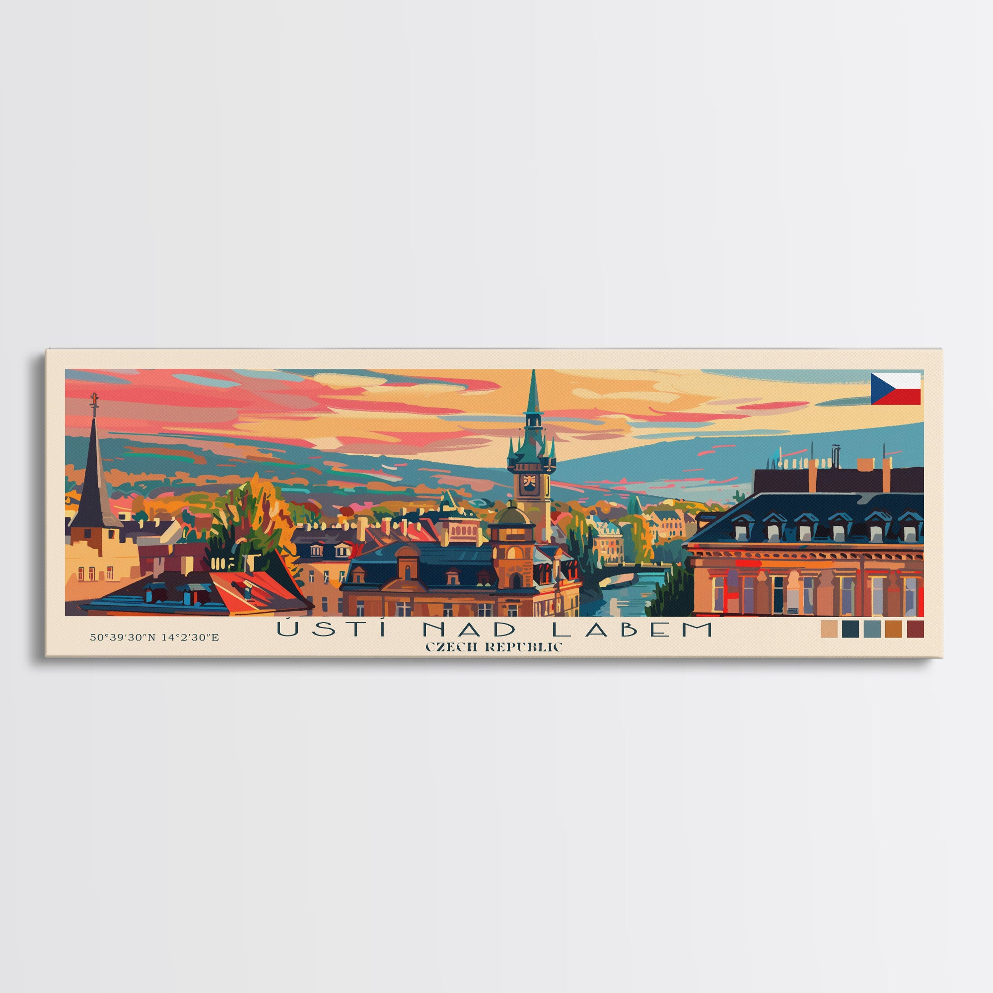 ÚstÍ nad Labem Czech Republic Wall Art, Panoramic Travel Poster, Panor ...