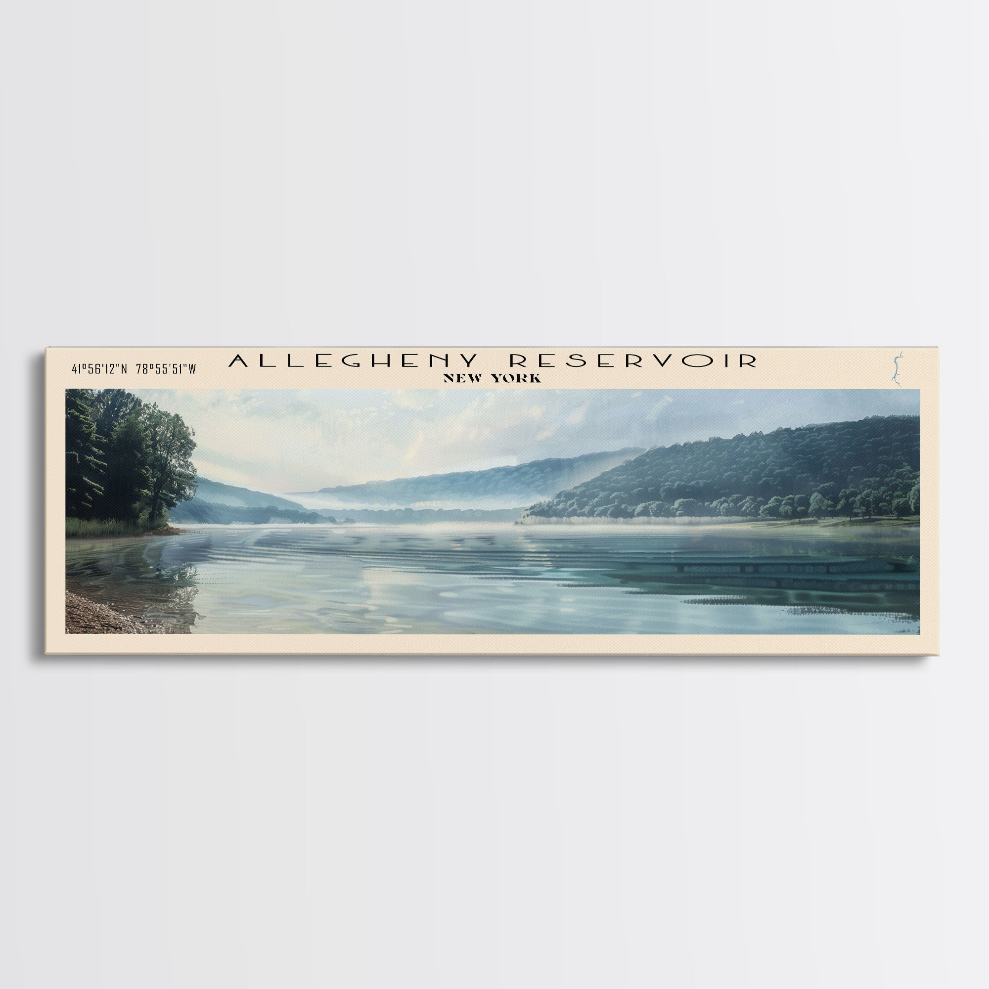 Allegheny Reservoir New York Panoramic Framed Canvas Print, Lake House ...