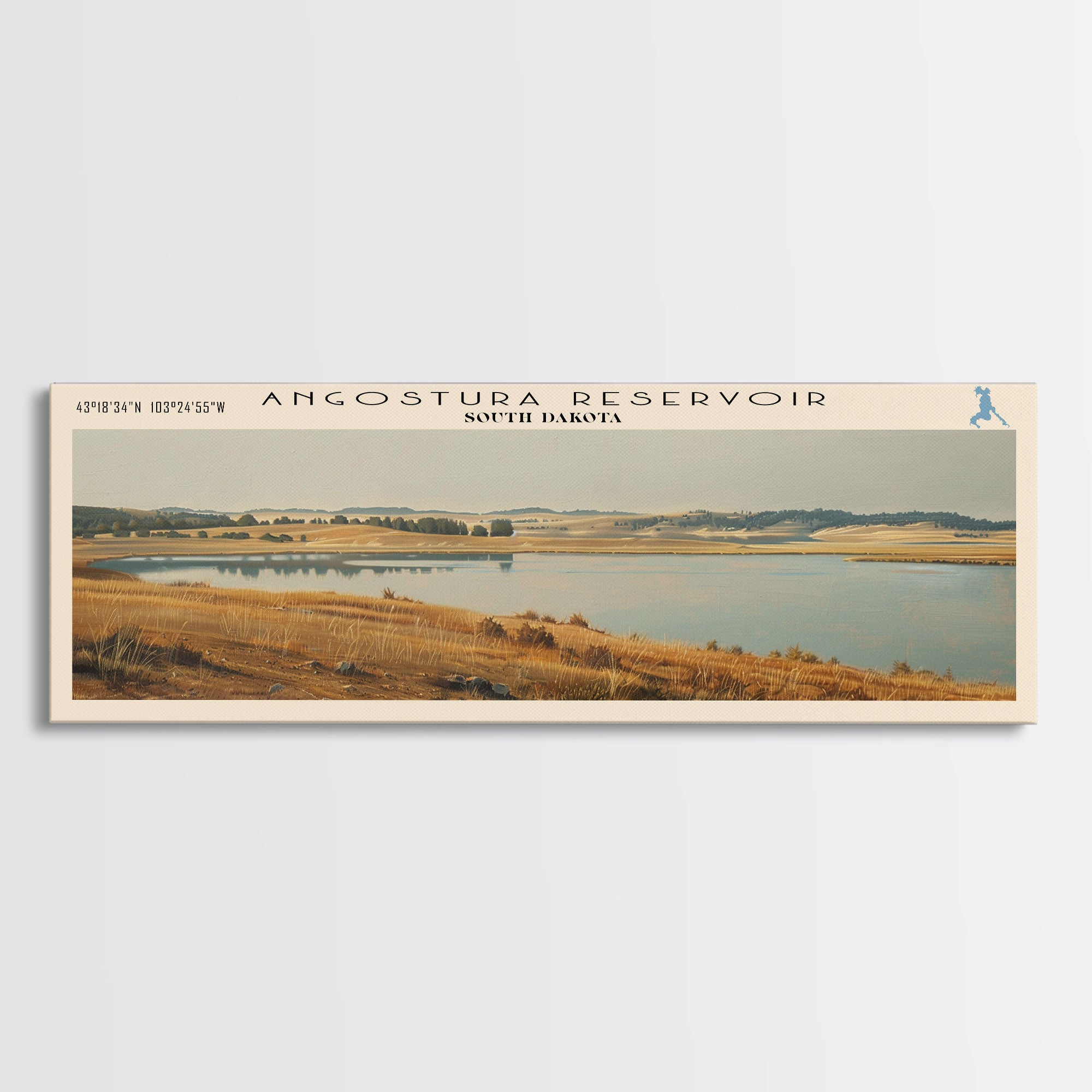 Angostura Reservoir South Dakota Panoramic Framed Canvas Print, Lake H ...