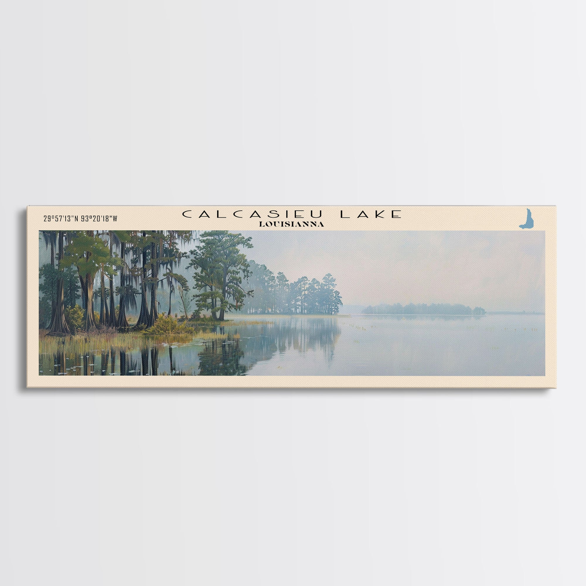Calcasieu Lake Framed Canvas Print, Lake House Art, Panoramic Wall Art ...