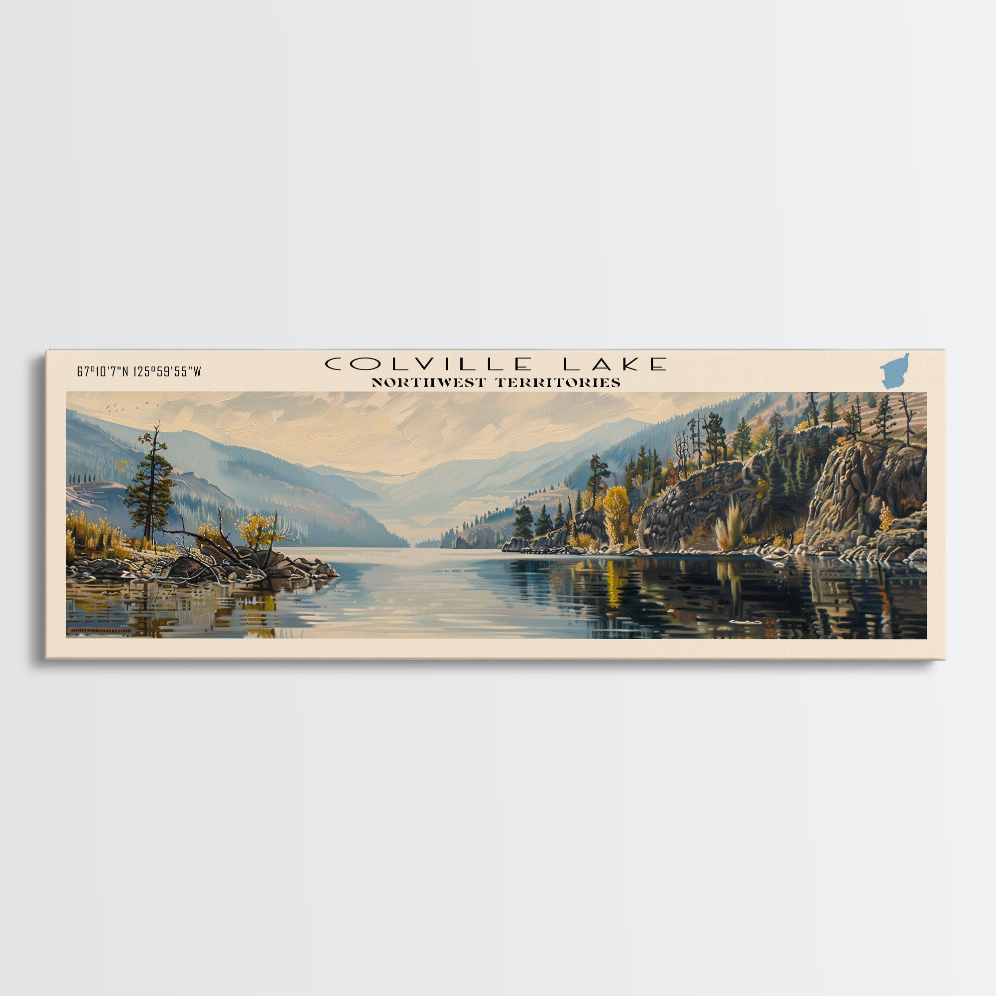 Colville Lake Framed Canvas Print, Lake House Decor, Panoramic Wide Ar ...
