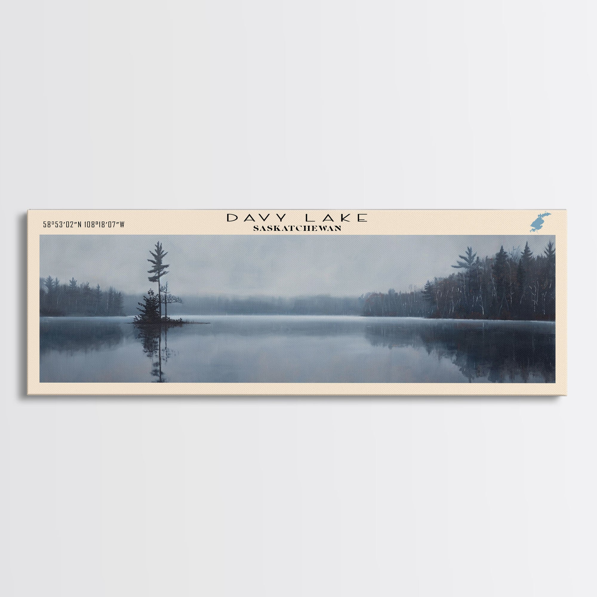 Davy Lake Framed Canvas Print, Lake House Decor, Panoramic Wall Art, T ...
