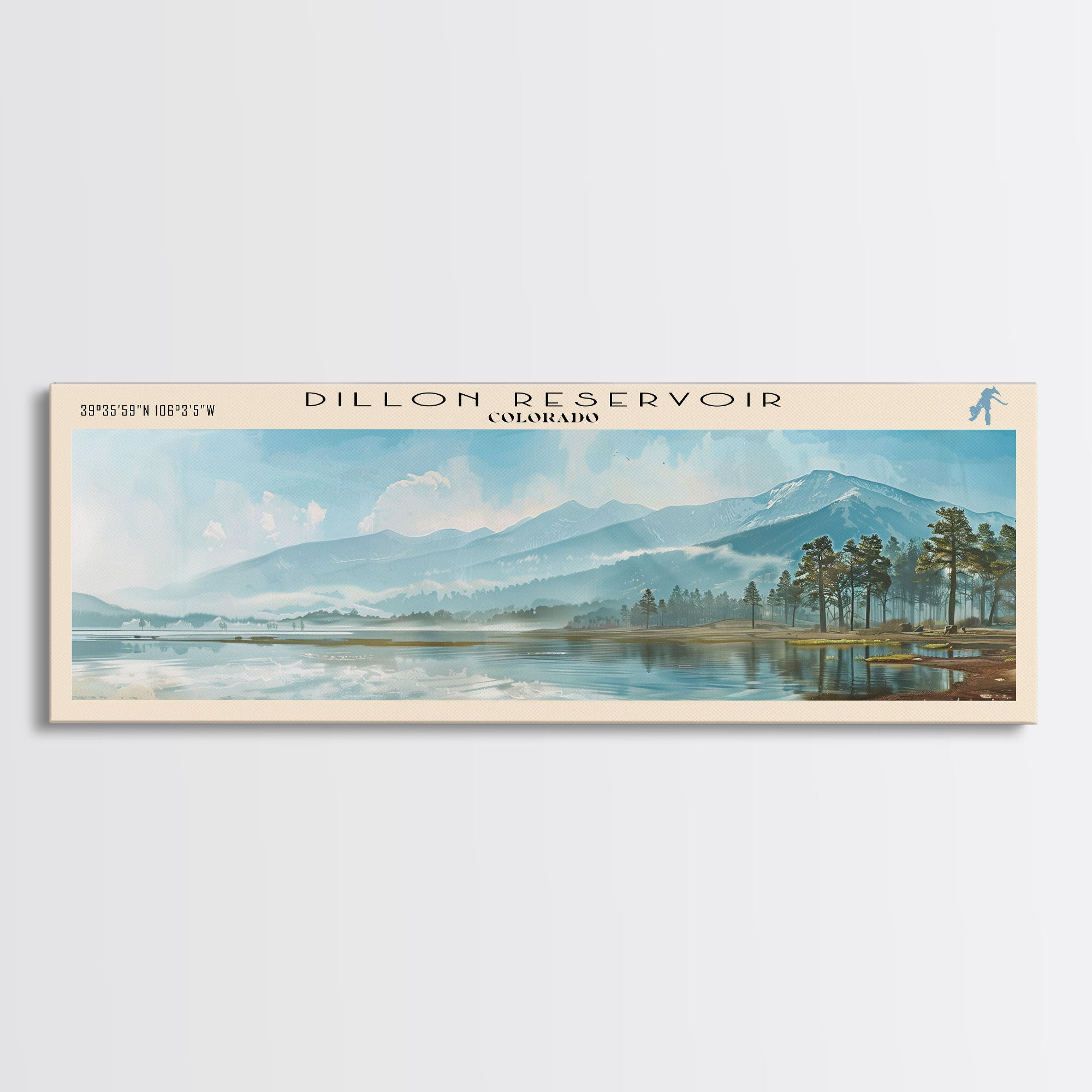 Dillon Reservoir Colorado Framed Canvas Print, Panoramic Lake House De ...