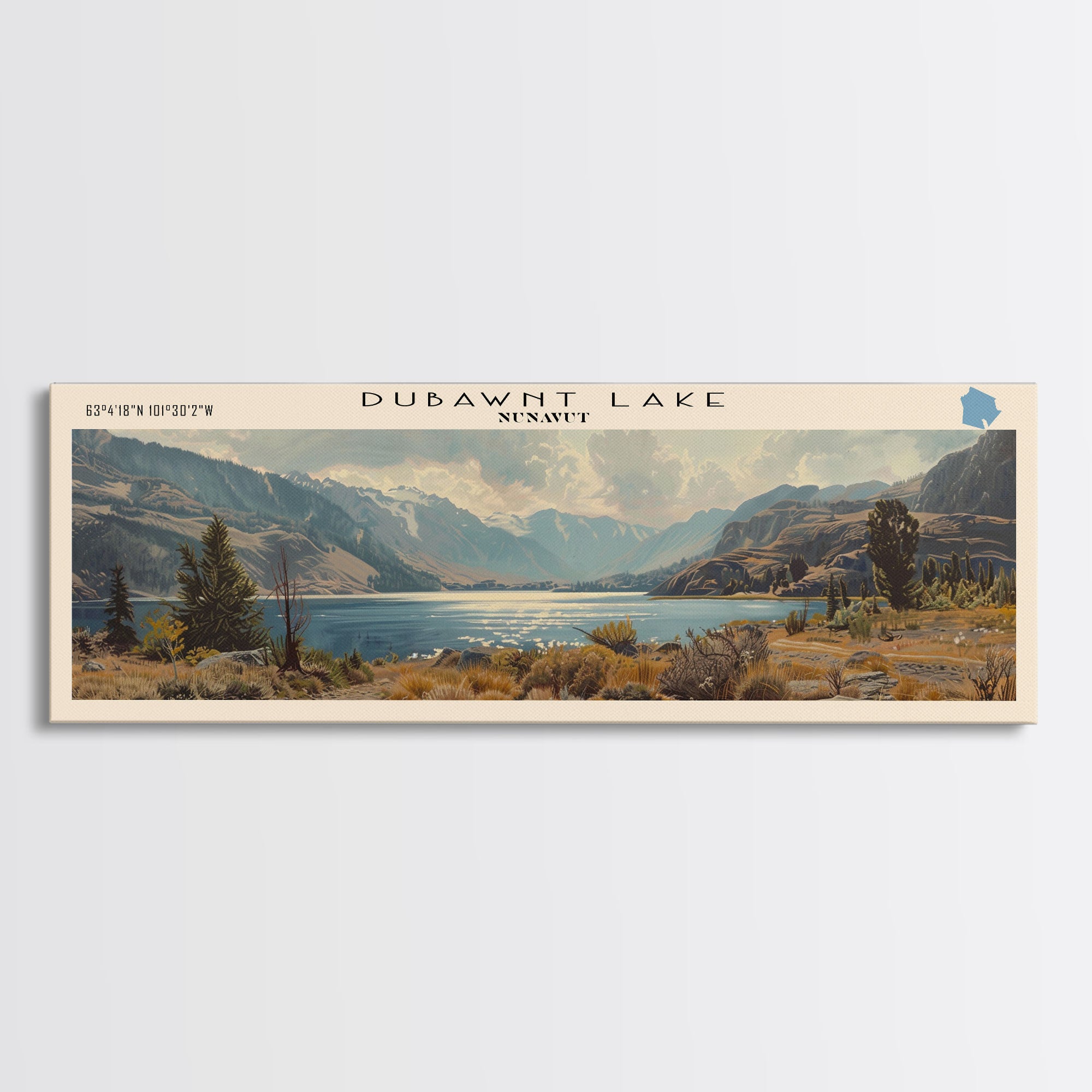 Dubawnt Lake Panoramic Framed Canvas Print, Lake House Decor, Wall Art ...