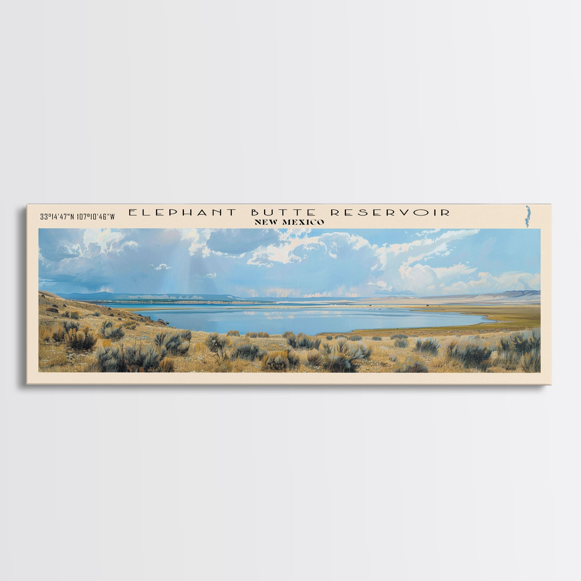 Elephant Butte Reservoir New Mexico Framed Canvas Print, Panoramic Lak ...