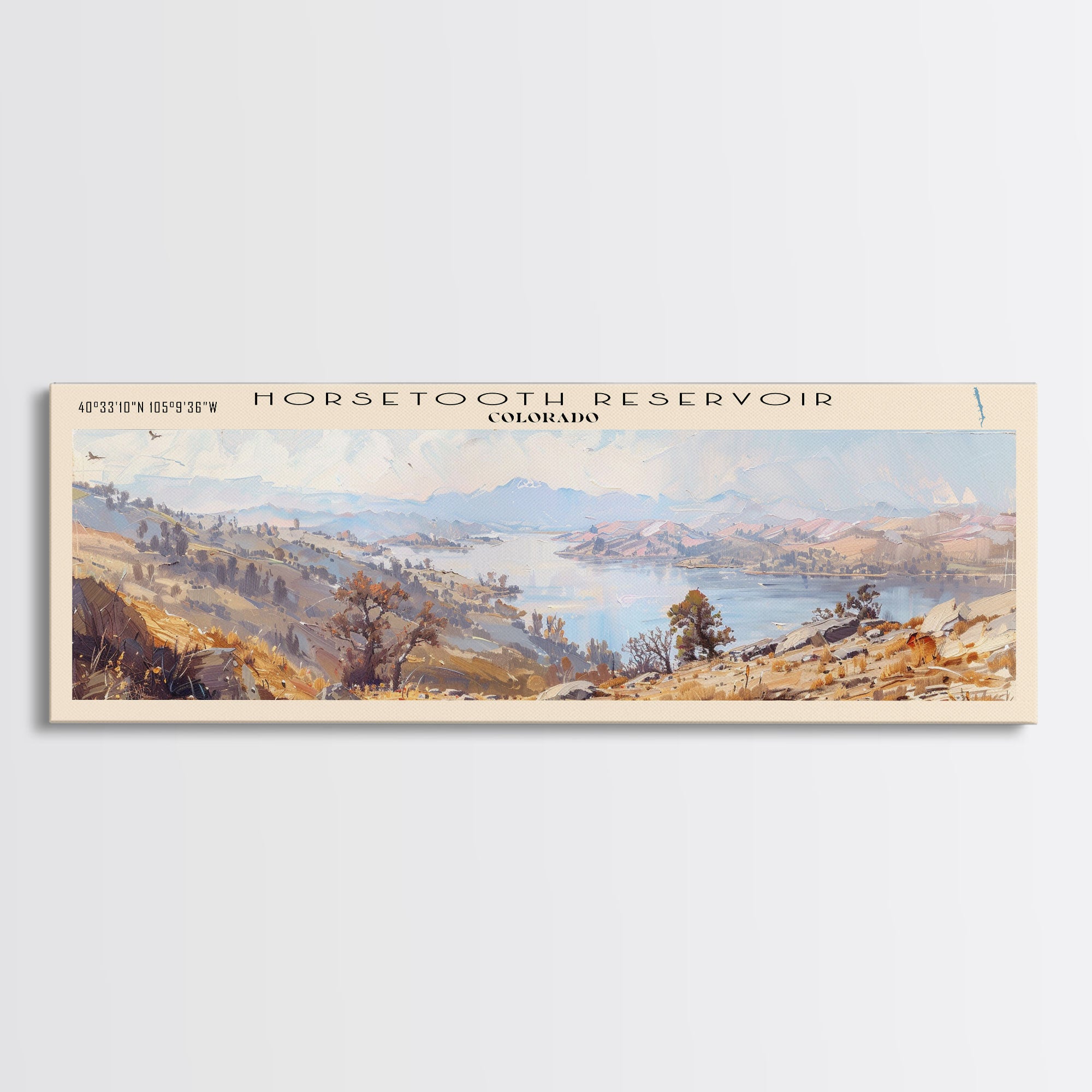 Horsetooth Reservoir Colorado Framed Canvas Print, Panoramic Lake Hous ...