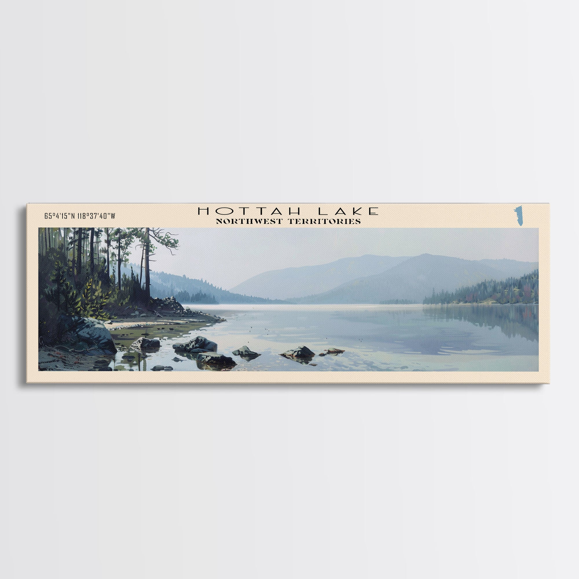 Hottah Lake Framed Canvas Print, Panoramic Lake House Decor, Wall Art ...