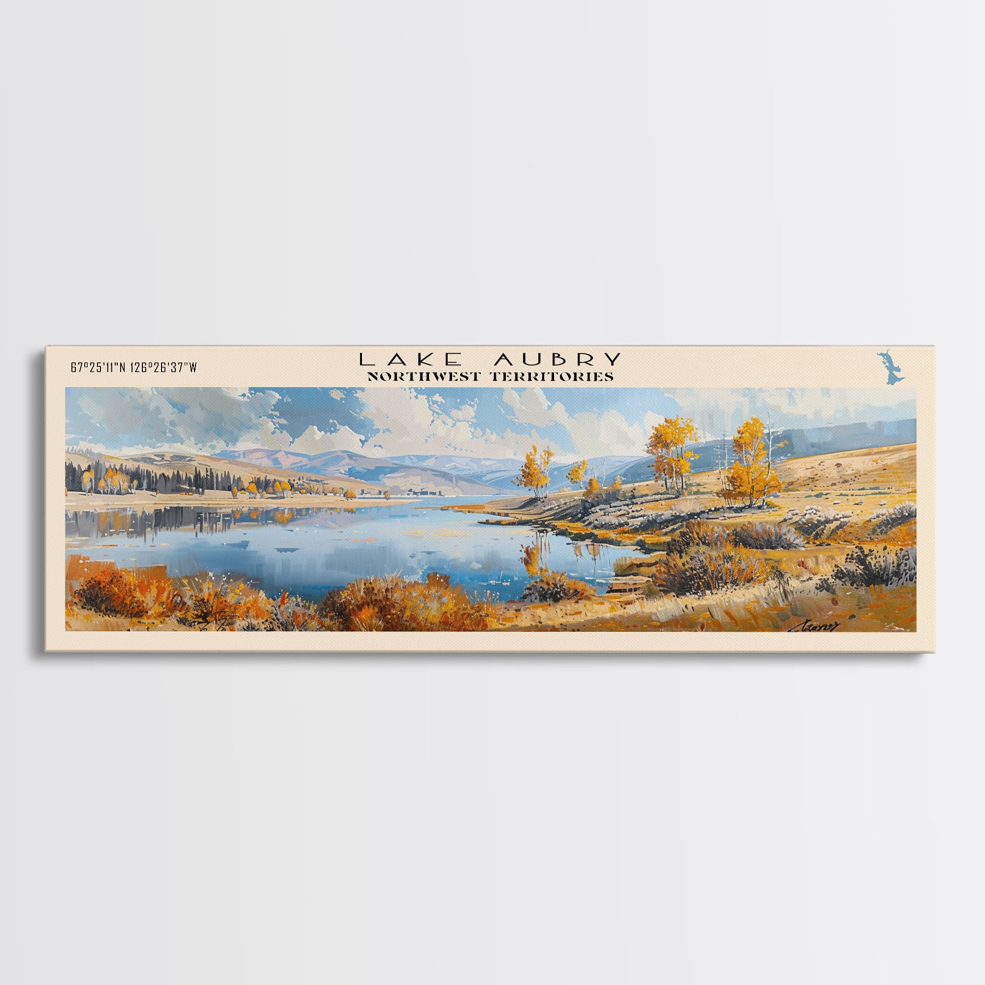 Lake Aubryic Framed Canvas Print, Panoramic Lake House Decor, Wall Art ...