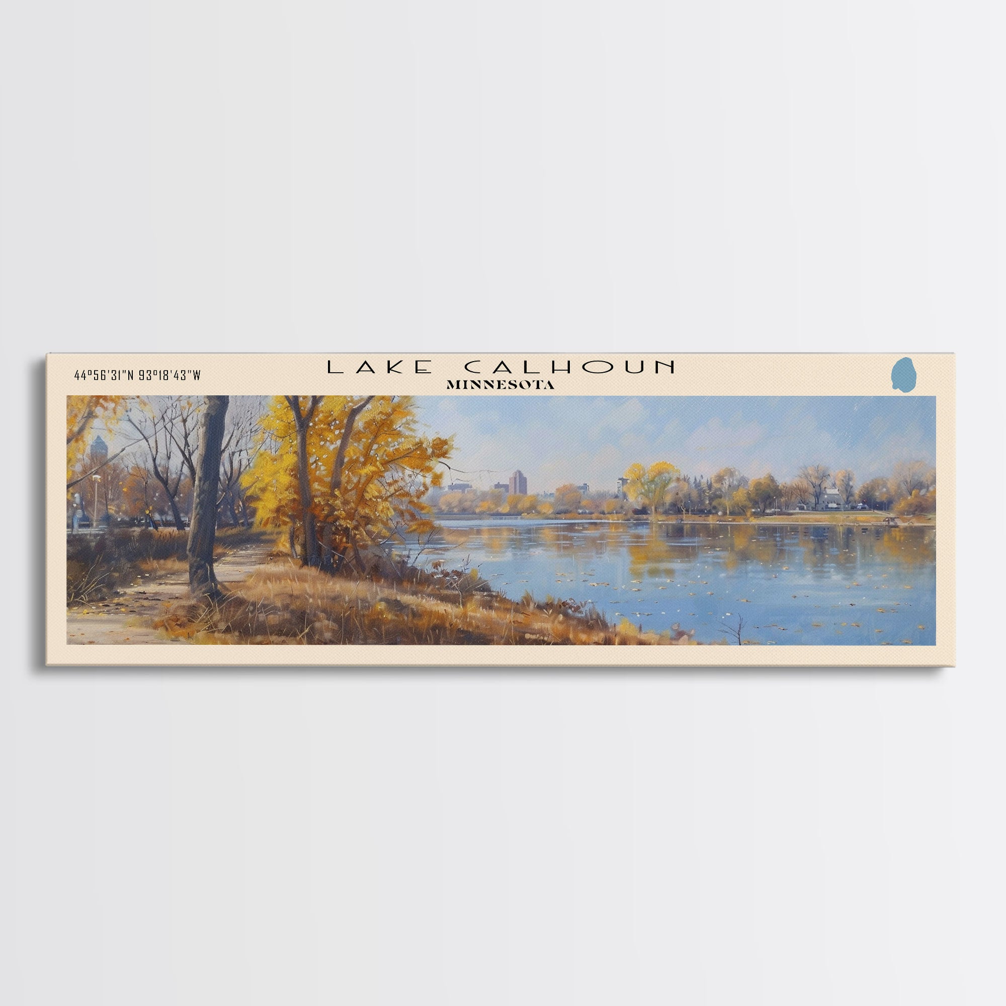 Lake Calhoun Minnesota Framed Canvas Print, Panoramic Lake House Decor ...