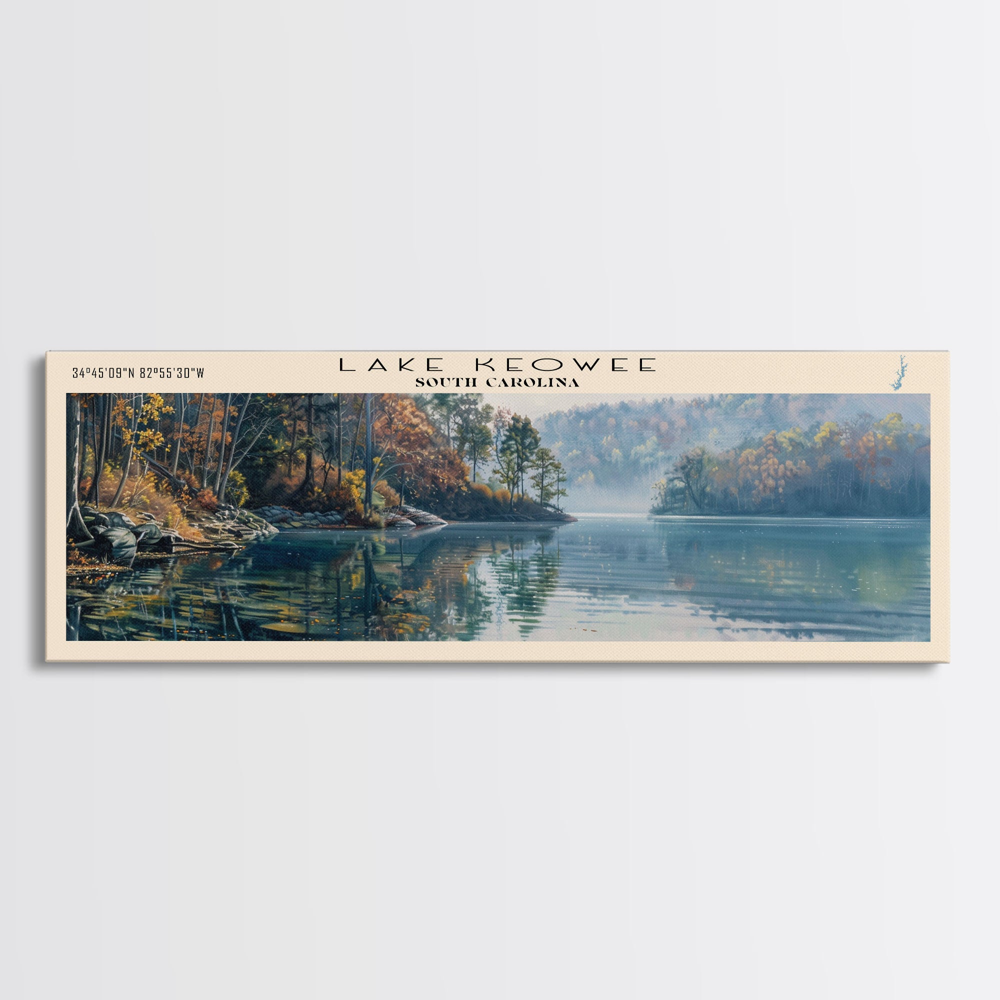 Lake Keowee South Carolina Framed Canvas Print, Lake House Decor, Pano ...