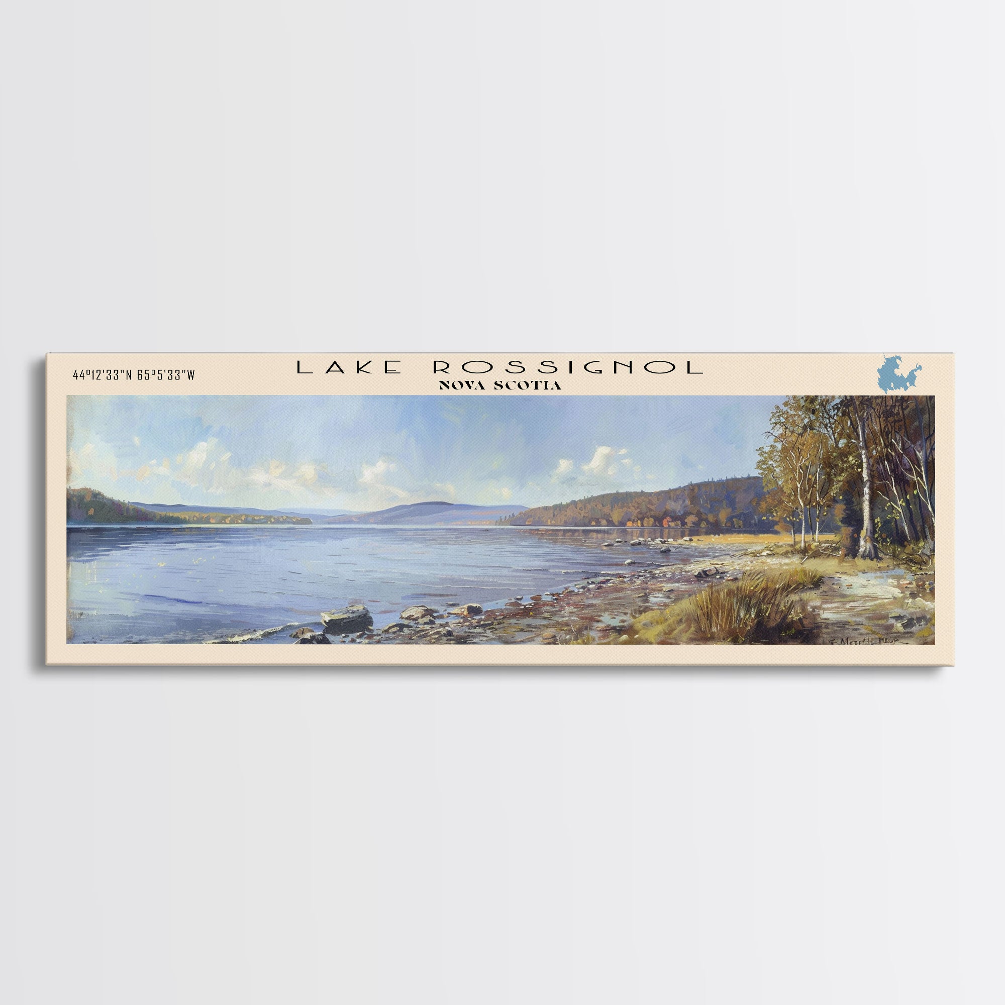 Lake Rossignol Framed Canvas Print, Lake House Decor, Panoramic Wall A ...
