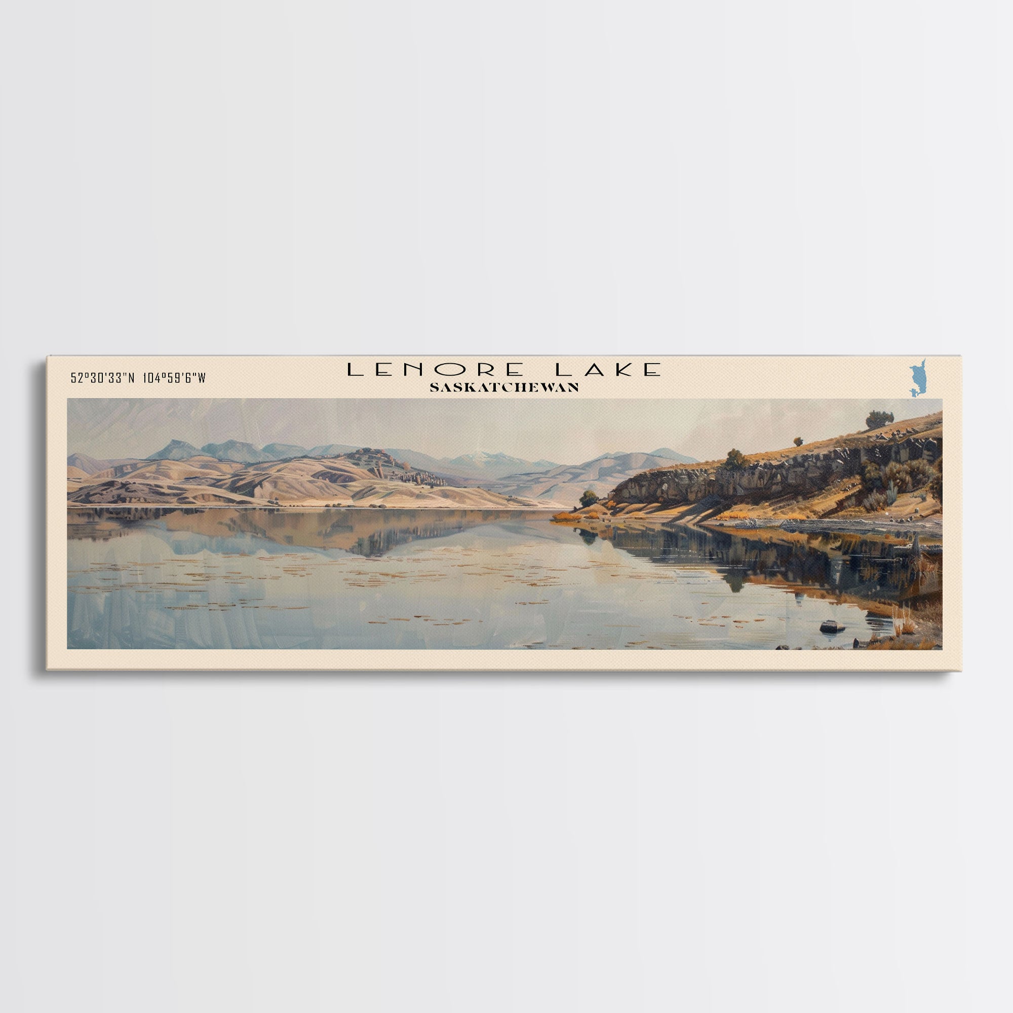 Lenore Lake Framed Canvas Print, Lake House Decor, Panoramic Wall Art ...
