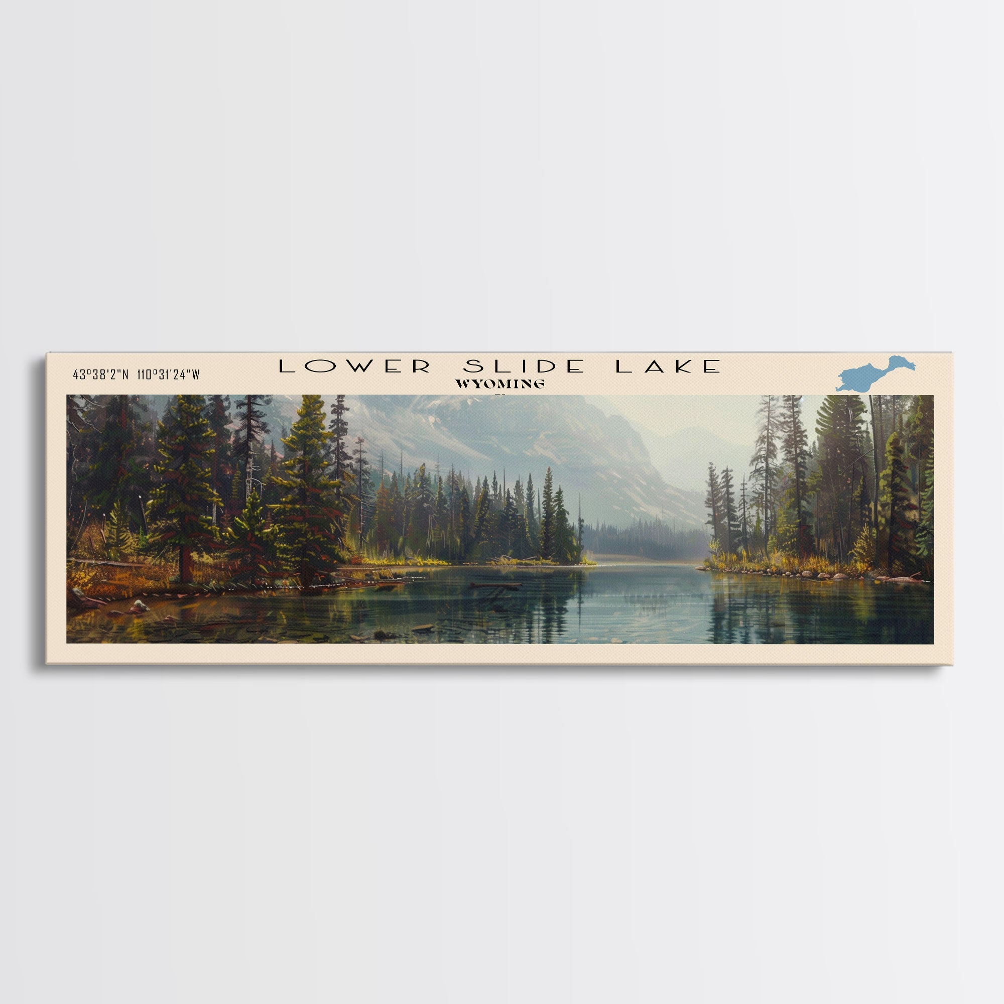 Lower Slide Lake Wyoming Framed Canvas Print, Lake House Decor, Panora ...