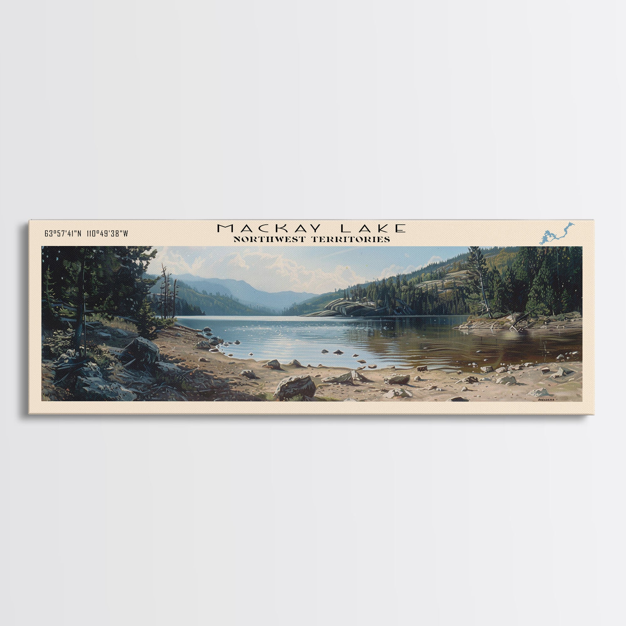 MacKay Lake Framed Canvas Print, Lake House Decor, Panoramic Wall Art ...