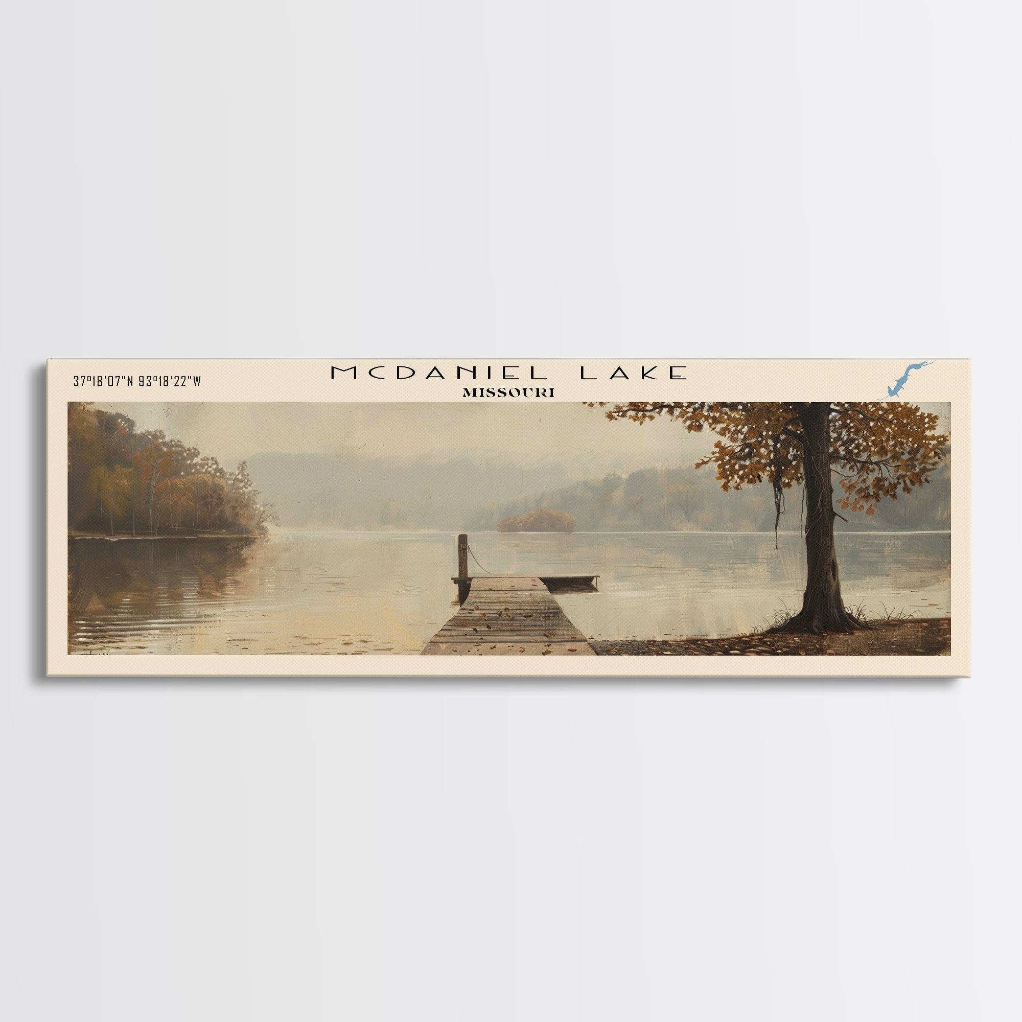McDaniel Lake Missouri Framed Canvas Print, Lake House Decor, Panorami ...