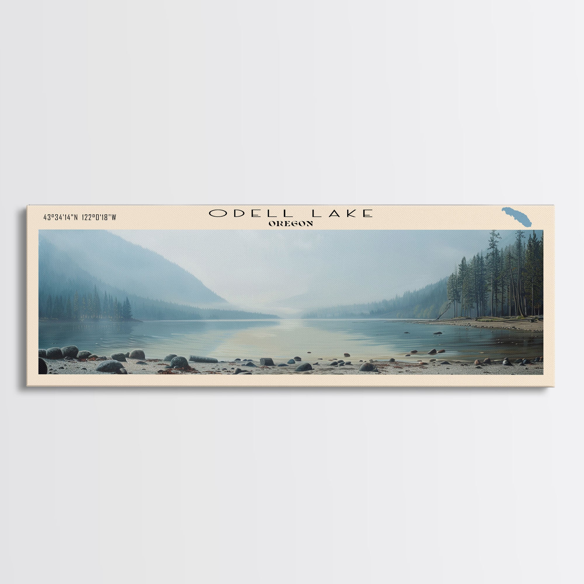 Odell Lake Oregon Framed Canvas Print, Lake House Decor, Panoramic Wal ...
