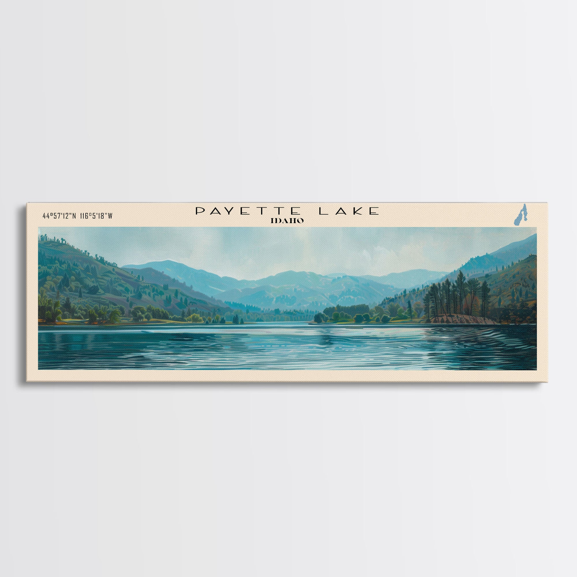 Payette Lake Idaho Framed Canvas Print, Lake House Decor, Panoramic Tr ...