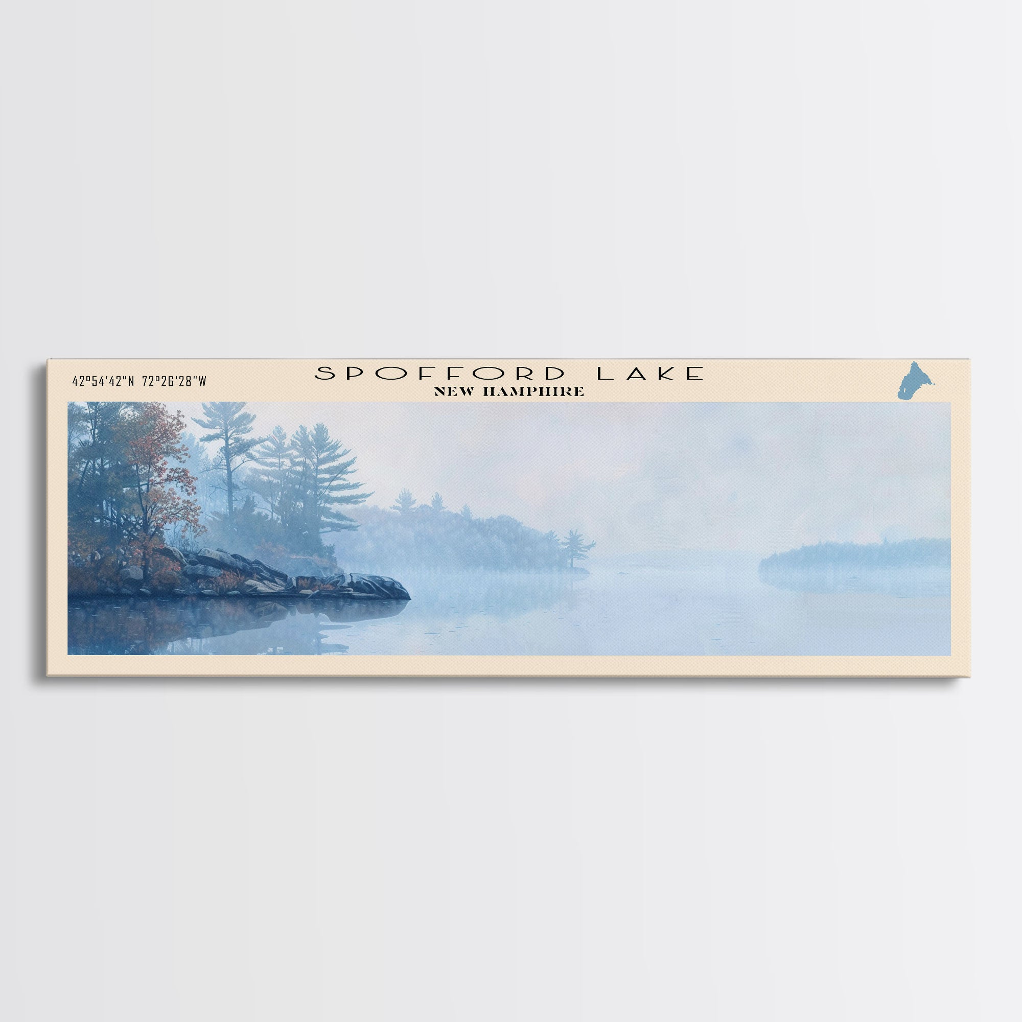 Spofford Lake New Hampshire Panoramic Framed Canvas Print, Lake House ...