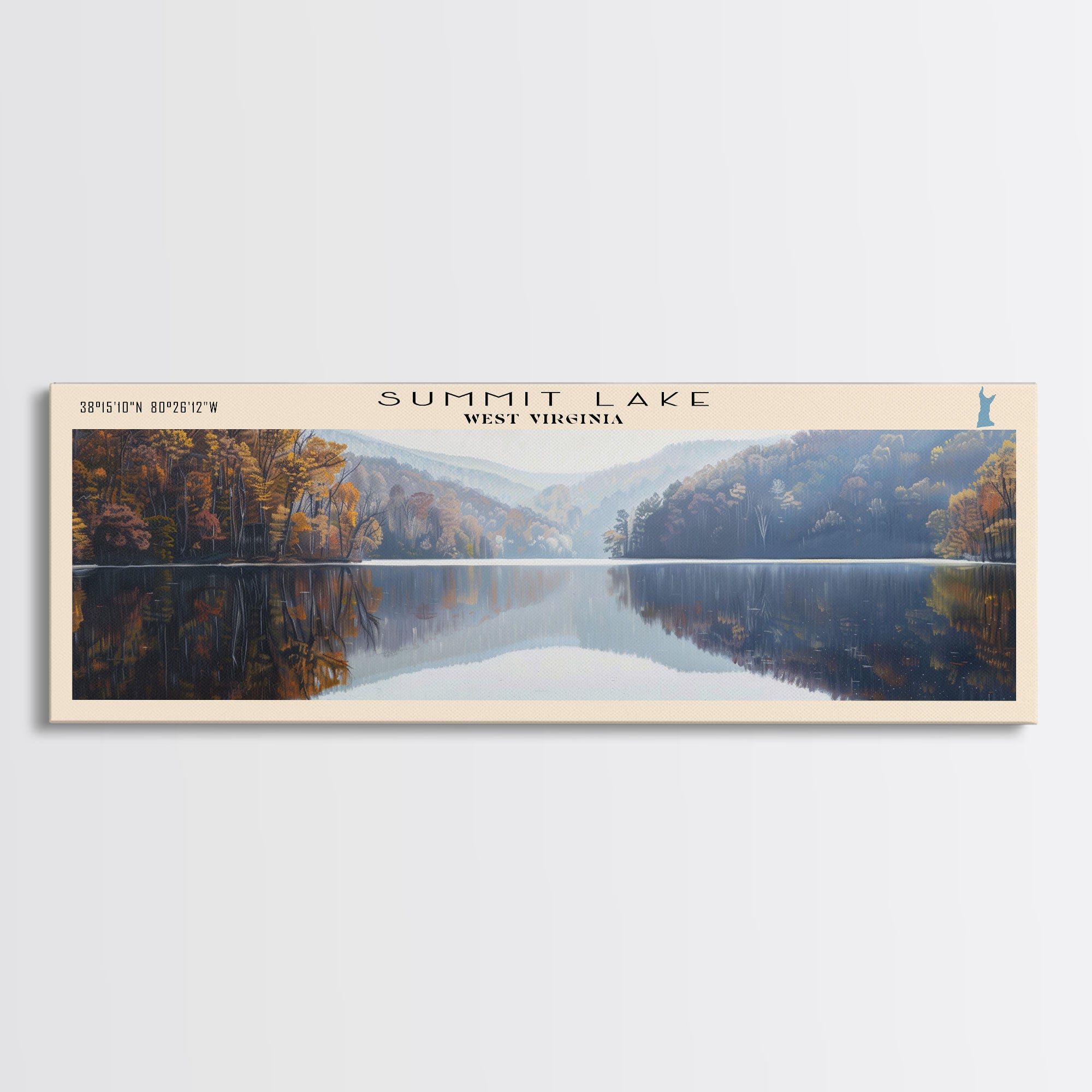 Summit Lake West Virginia Panoramic Wall Art, Framed Canvas Print, Lak ...