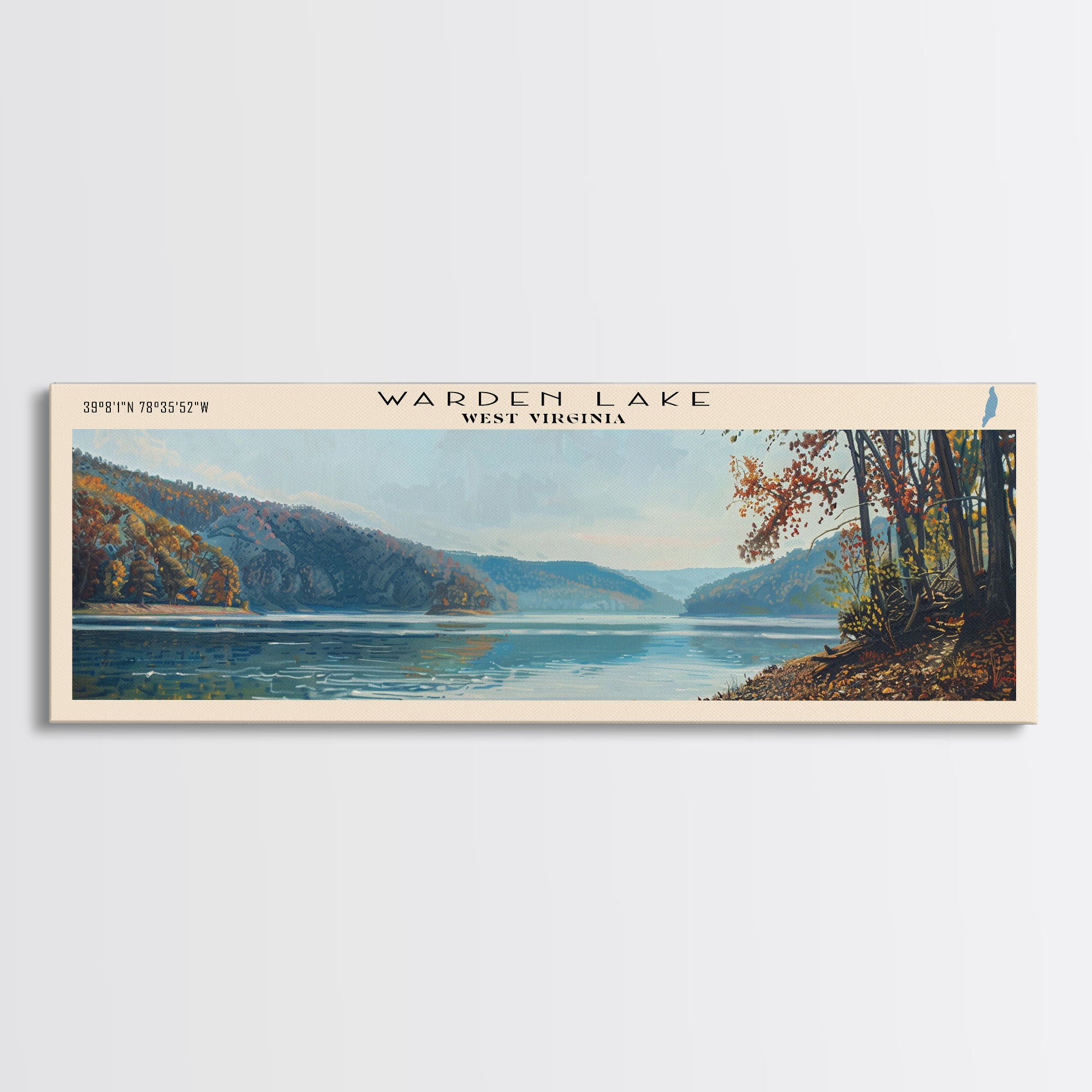 Warden Lake West Virginia Panoramic Wall Art, Framed Canvas Print, Lak ...