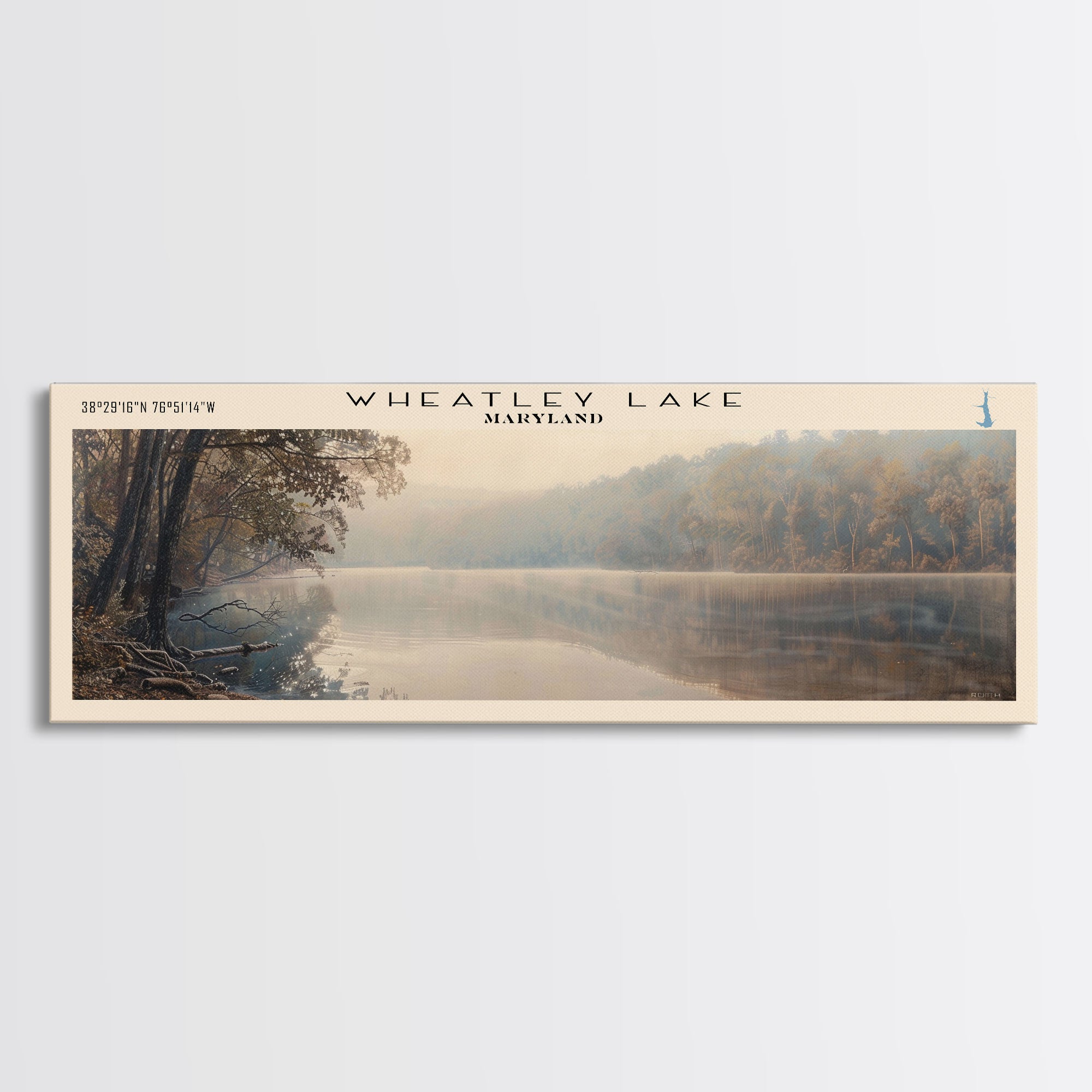 Wheatley Lake Maryland Panoramic Wall Art, Framed Canvas Print, Lake H ...