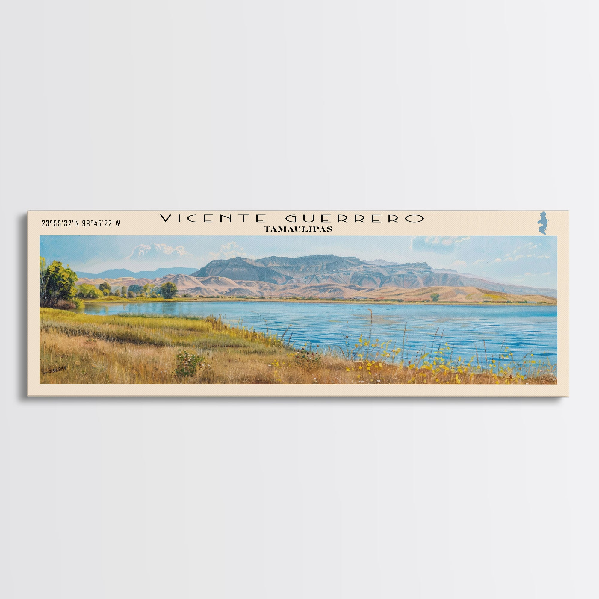 Lake Vicente Guerrero Mexico Framed Canvas Print, Lake House Decor, Pa ...