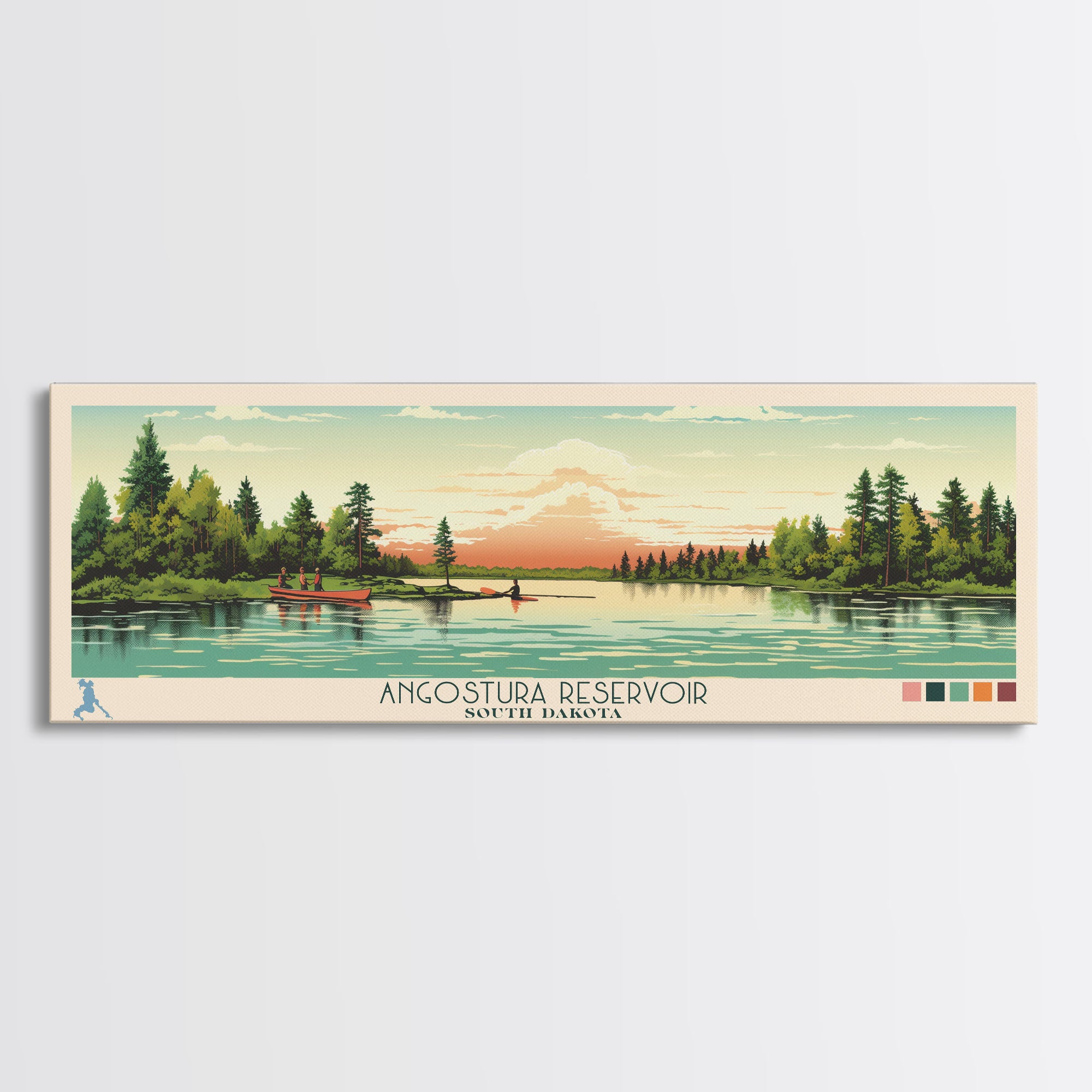 Angostura Reservoir South Dakota Framed Canvas Print, Panoramic Wall A ...
