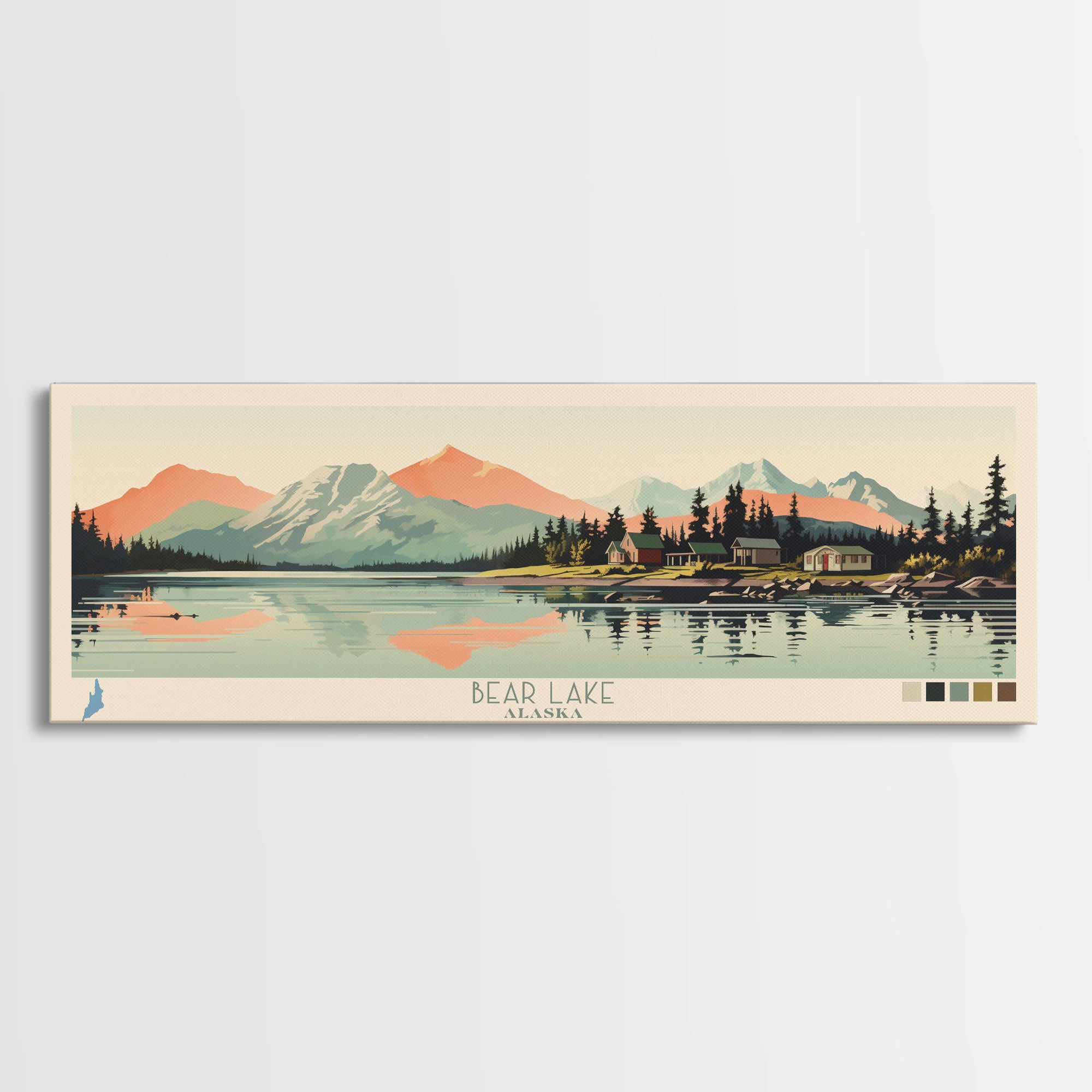 Bear Lake Southwest Alaska Framed Canvas Print, Panoramic Wall Art, Mi ...
