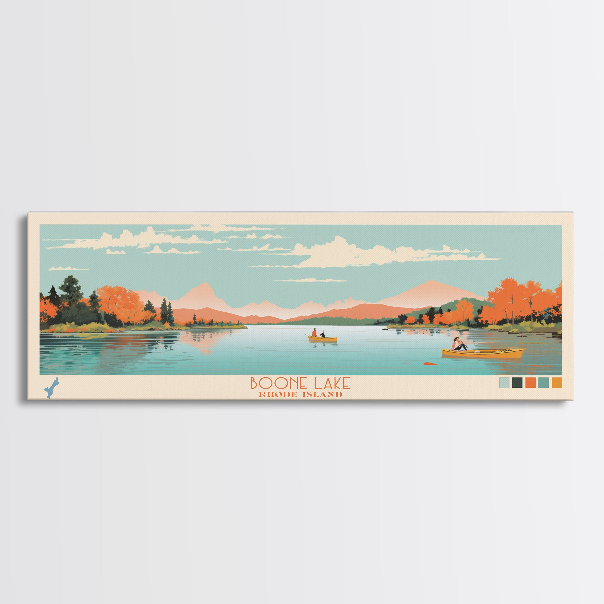 Boone Lake Rhode Island Framed Canvas Print, Panoramic Travel Poster ...