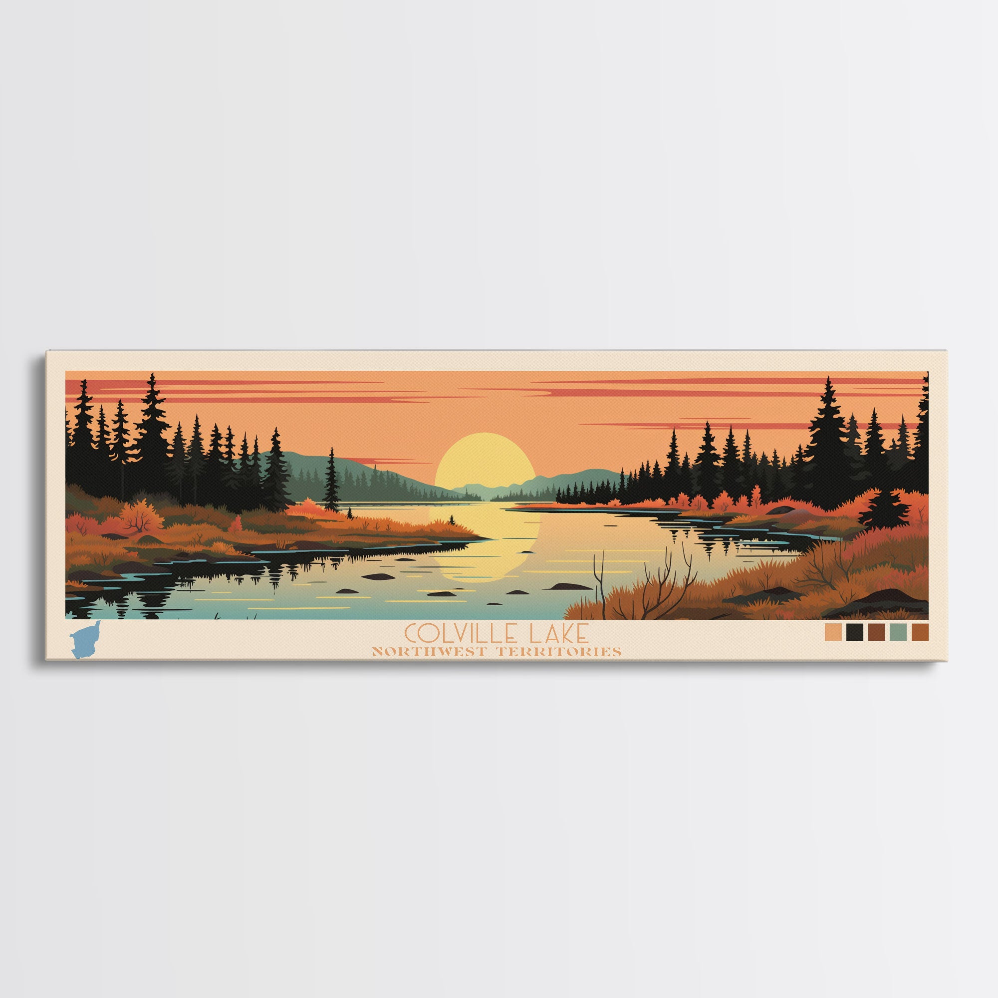 Colville Lake Northwest Territories Framed Canvas Print, Pop Art Panor ...