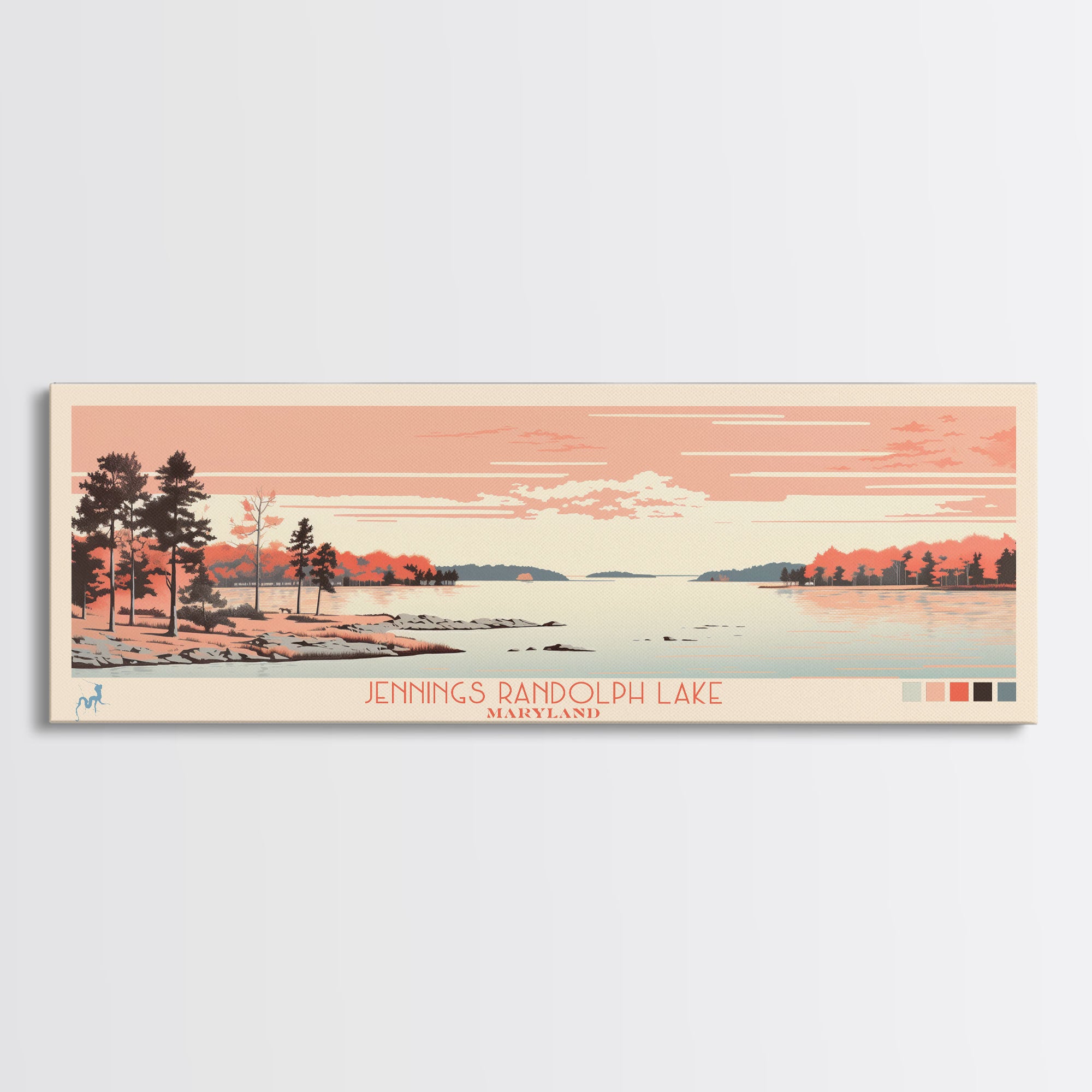 Jennings Randolph Lake Maryland Framed Canvas Print, Panoramic Wall Ar ...